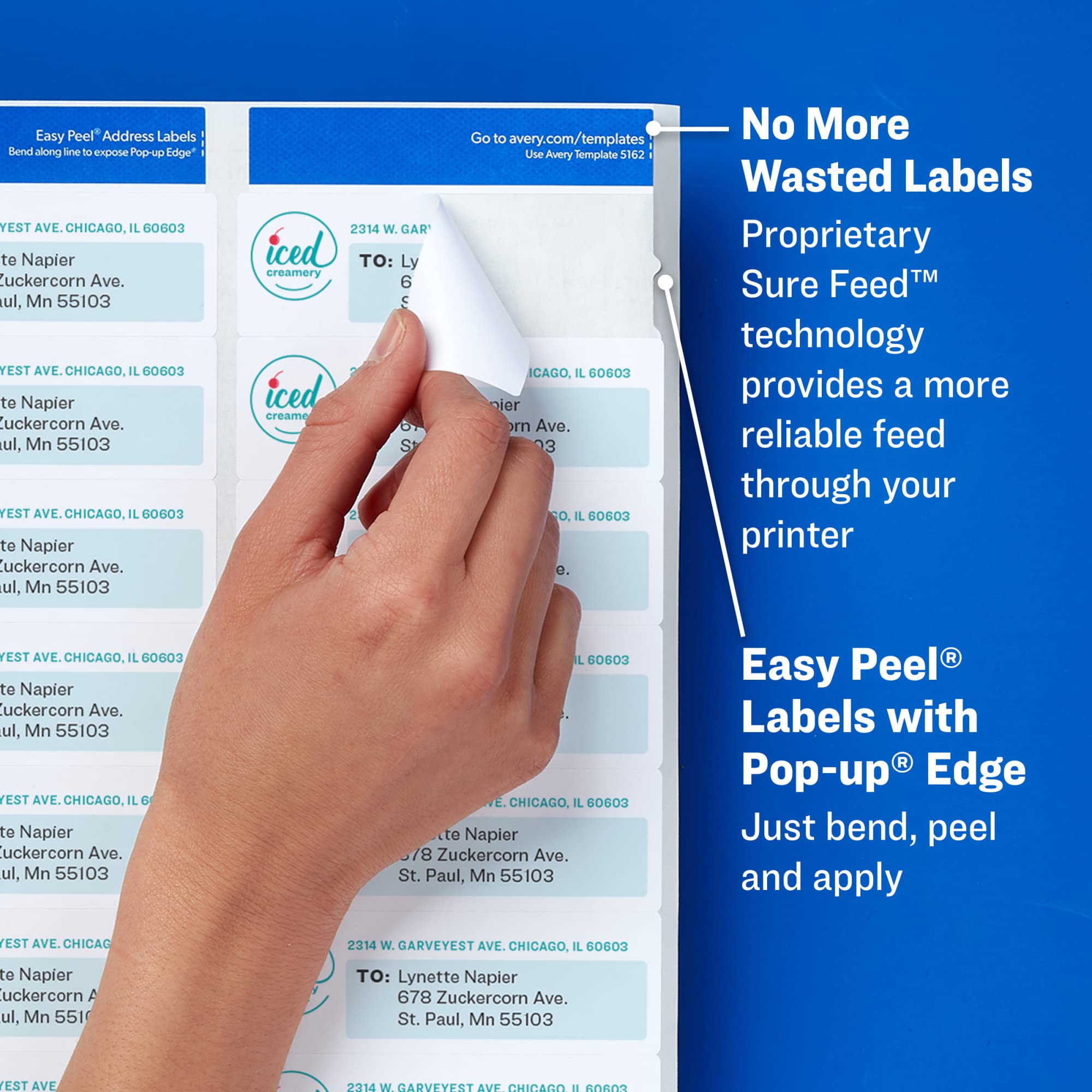 Avery Easy Peel Return Address Labels for Inkjet Printers 1/2" x 1-3/4", Pack of 2,000 (8167)