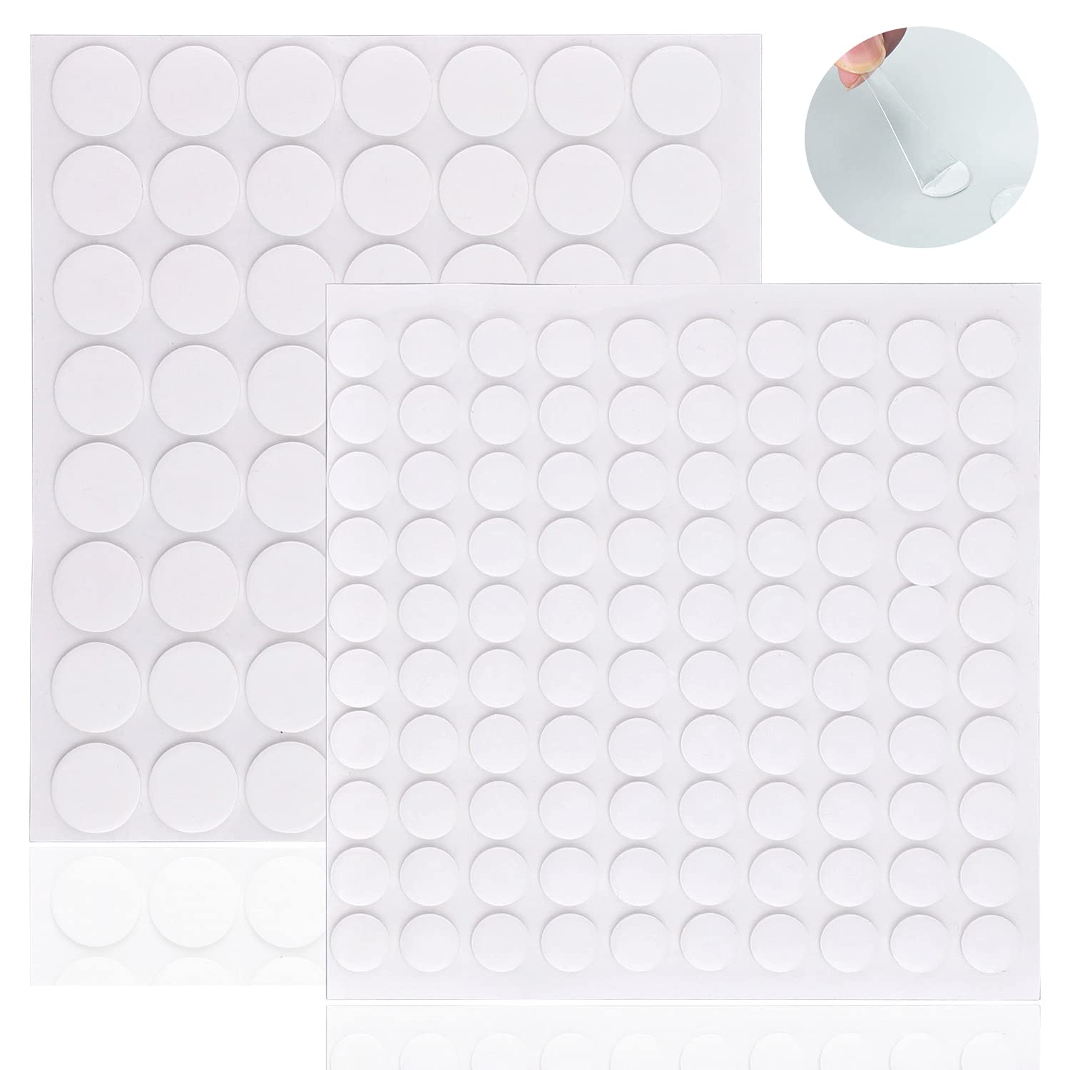 156 PCS Double Sided Adhesive Dots, Removable Clear Sticky Putty No Trace Round Adhesive Putty for Wax Seal Kit Wall Hanging Festival Decoration (10mm +15mm)