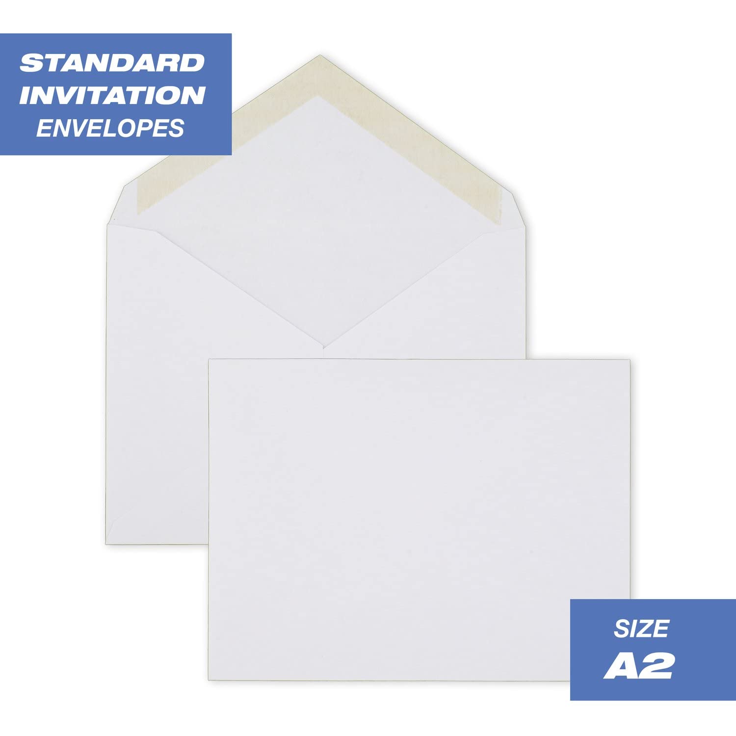 Mead Standard Invitation Envelopes, Gummed Closure, Premium 24-lb Paper, 4-3/8" X 5-3/4", White, 100/Box (CO198)