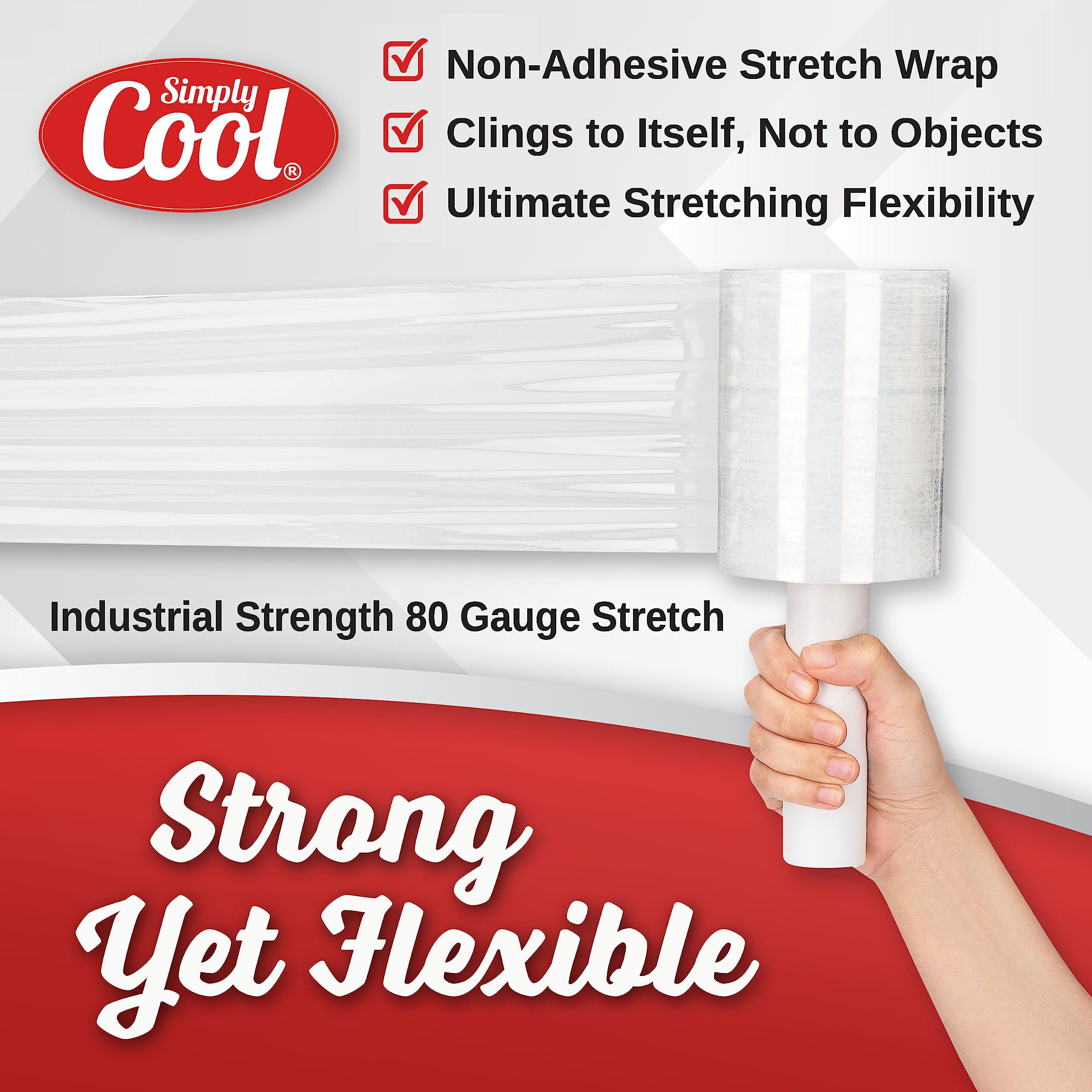 2 Pack Industrial Strength Mini Hand Stretch Wrap 5" 1000 Ft Roll 80 Gauge Thick Clear Cling Plastic Moving Supplies Durable Self-Adhering Packing Pallet Furniture Heavy Duty Shrink Film