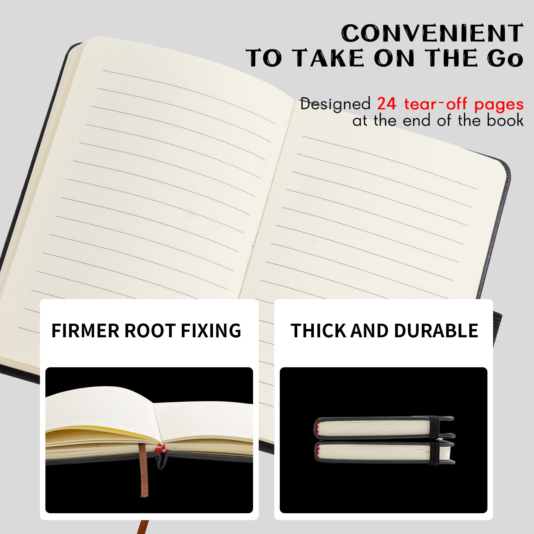 Animusphere (2Pack Pocket Notebook Small Notebook Journal Notebook 4 inches x 5.7 inches 200 Pages Leather Cover With Pen Holder Page Marker Ribbons(Black)