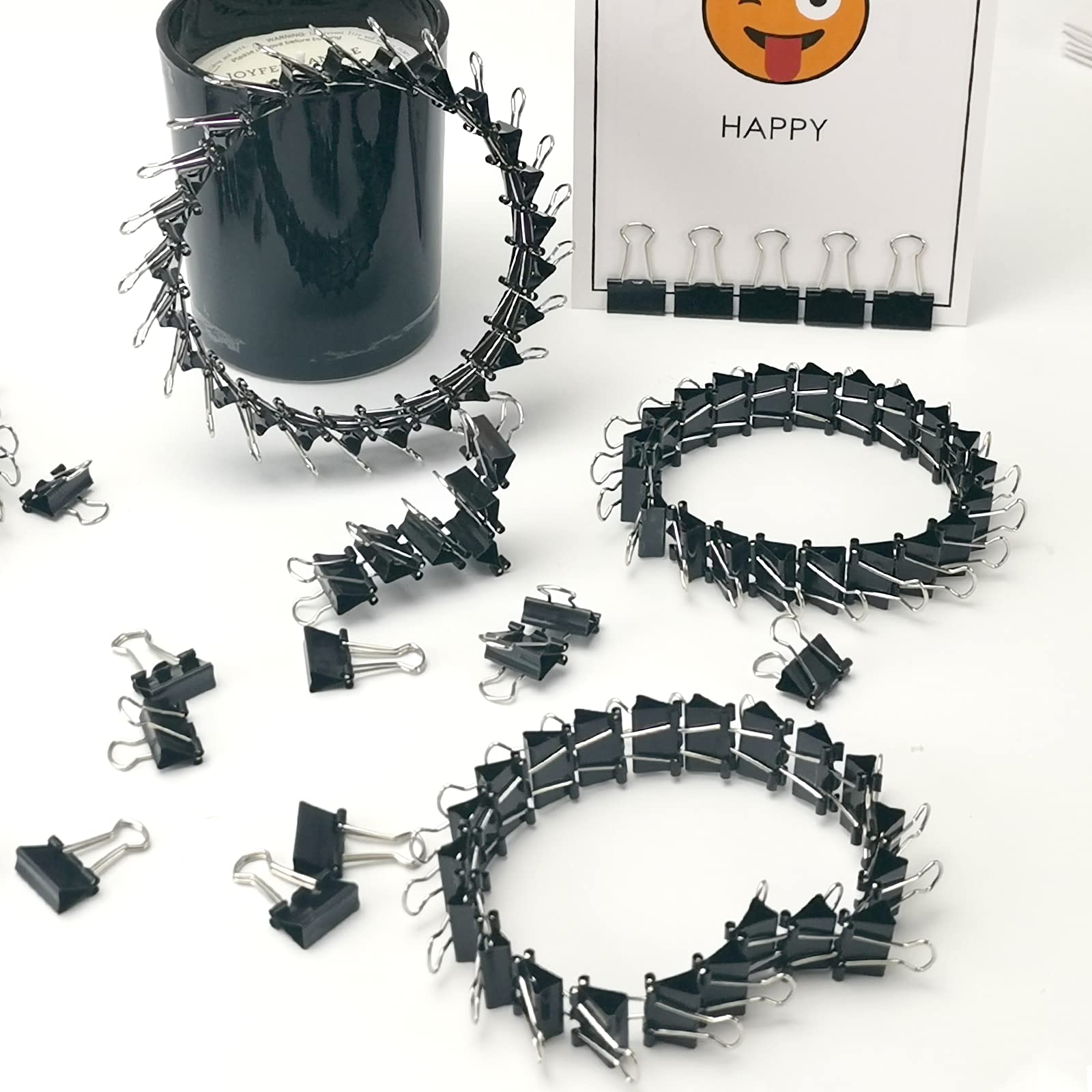 120 Pack Mini Binder Clips, Black Binder Clips, Small Paper Clips 15mm 5/8 Inch. Micro Size Office Clips for Home School Office and Business.