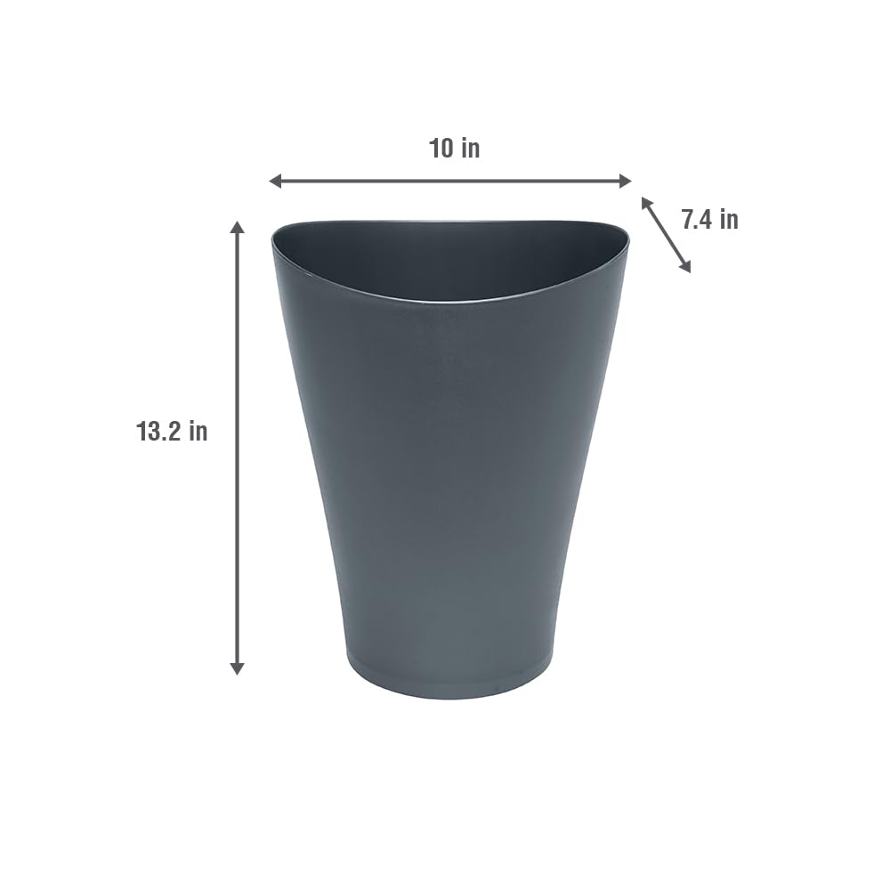 Rubbermaid Spa Works Vanity Wastebasket, Home/Bathroom/Office Use, Small 2.25 Gallon, Plastic, Gunmetal Blue