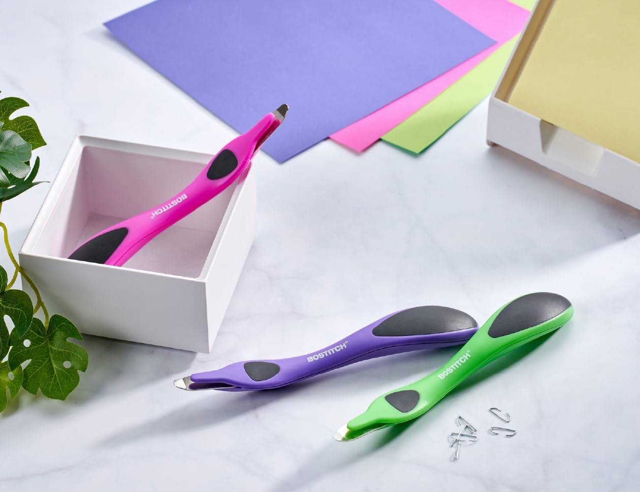 Bostitch Office Professional Magnetic Easy Staple Remover Tool - 3 Pack Neon Colored Staple Puller Stick for Office Home & School.