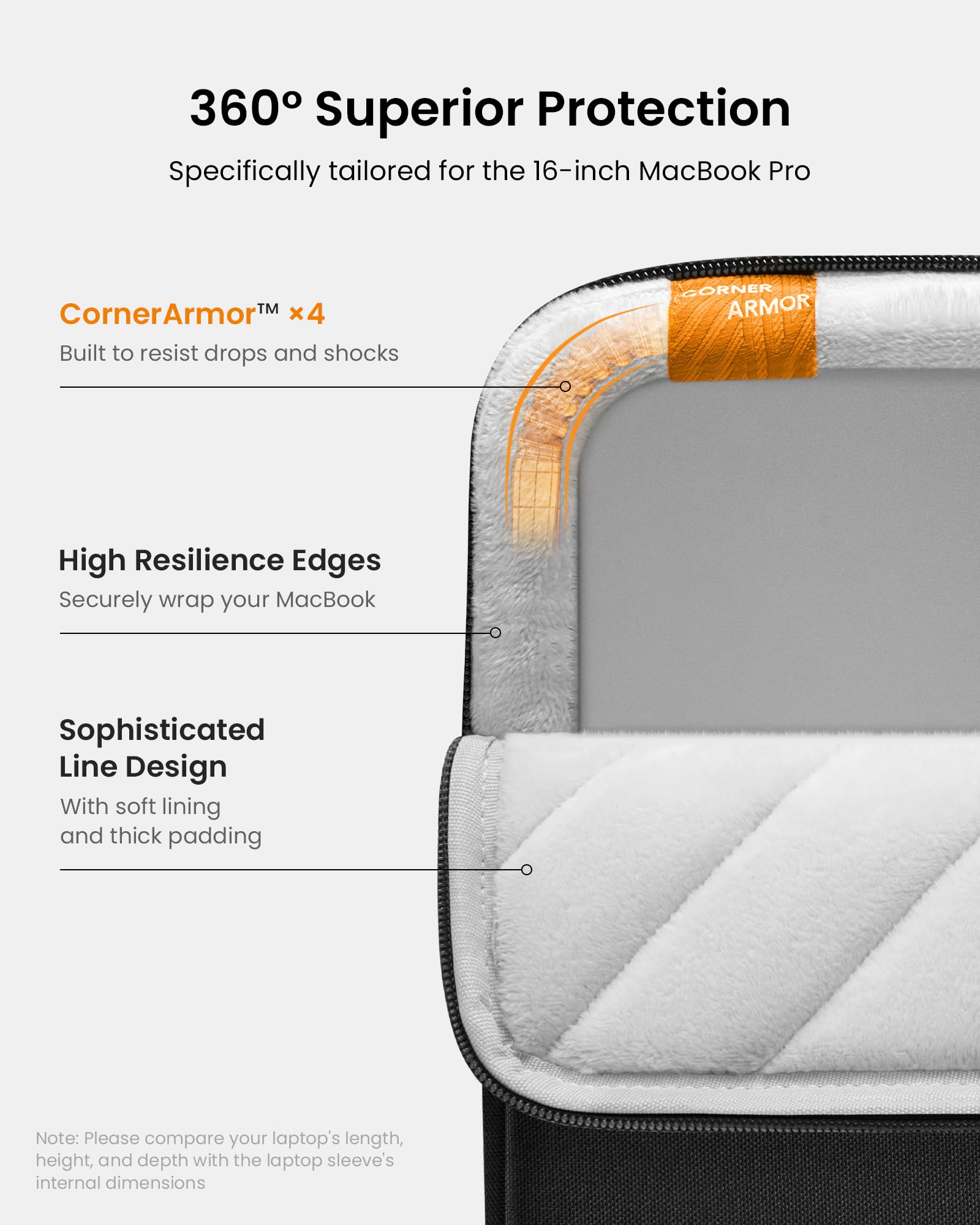 tomtoc 360° Protective Laptop Sleeve for 16-inch MacBook Pro M2/M1 Pro/Max A2780 A2485 A2141 2023-2019, Ultrabook Notebook Bag Case with Accessory Pocket, Shockproof, Water-Resistant, Lightweight