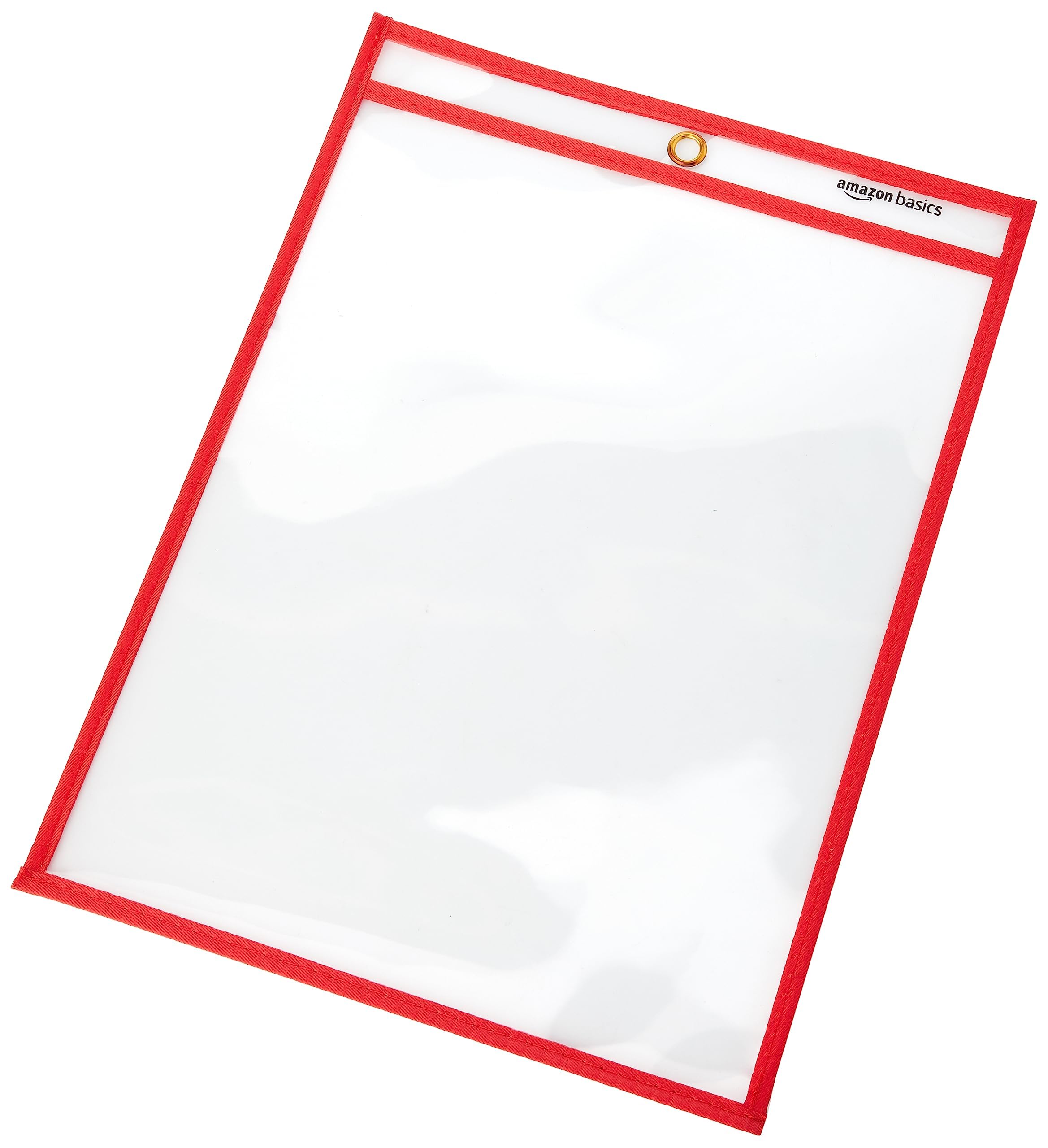 Amazon Basics Heavy Duty Dry Erase Ticket Holder Pockets 8.5" X 11", Pack of 25