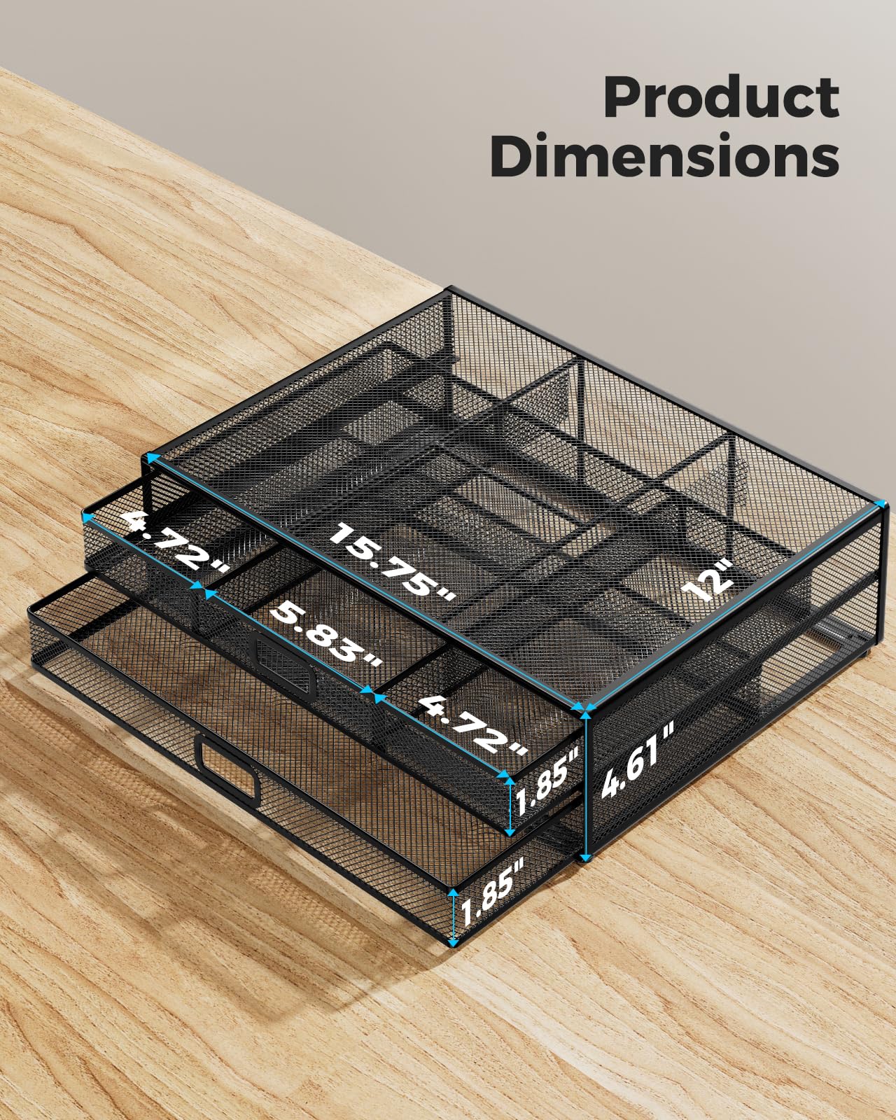 Monitor Stand with Drawer, Monitor Stand, Monitor Riser Mesh Metal, Desk Organizer, Monitor Stand with Storage, Desktop Computer Stand for PC, Laptop, Printer - HUANUO