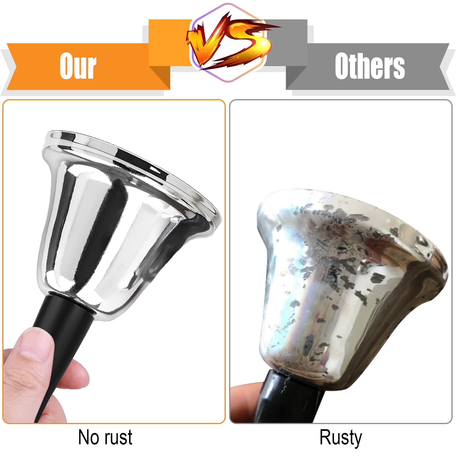 2 Pack Hand Bell, Silver Steel Bell, Ringing Bell with Handle, Dinner Bells for Inside Classroom Bell, for Food Line, Alarm, Jingles, Ringing (Silver)