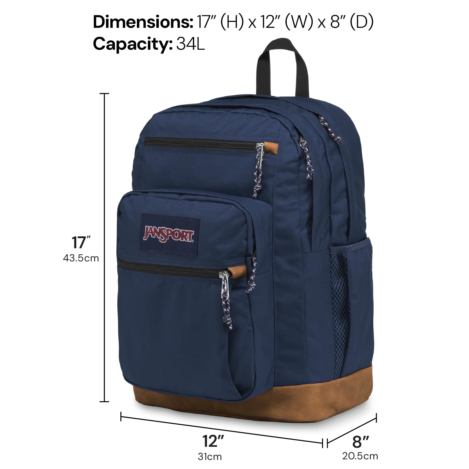 JanSport Cool Student Backpack for College Students, Teens, with 15-inch Laptop Sleeve, Black - Large Computer Bag Rucksack with 2 Compartments, Ergonomic Straps - Bookbag for Men, Women