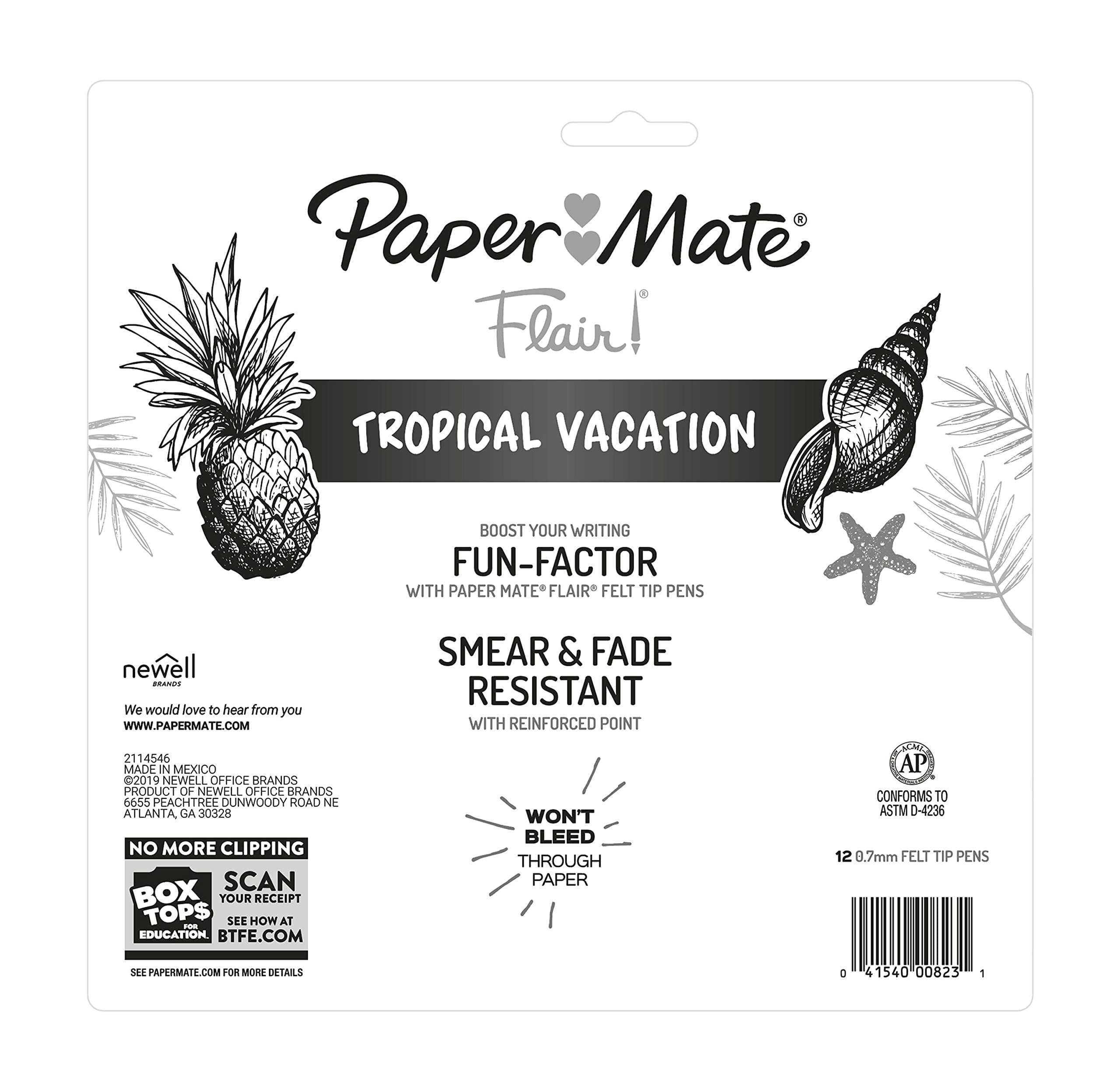 Paper Mate Flair Felt Tip Pens, Medium Point, Special Edition Tropical Vacation, Pack of 12 (1979425)