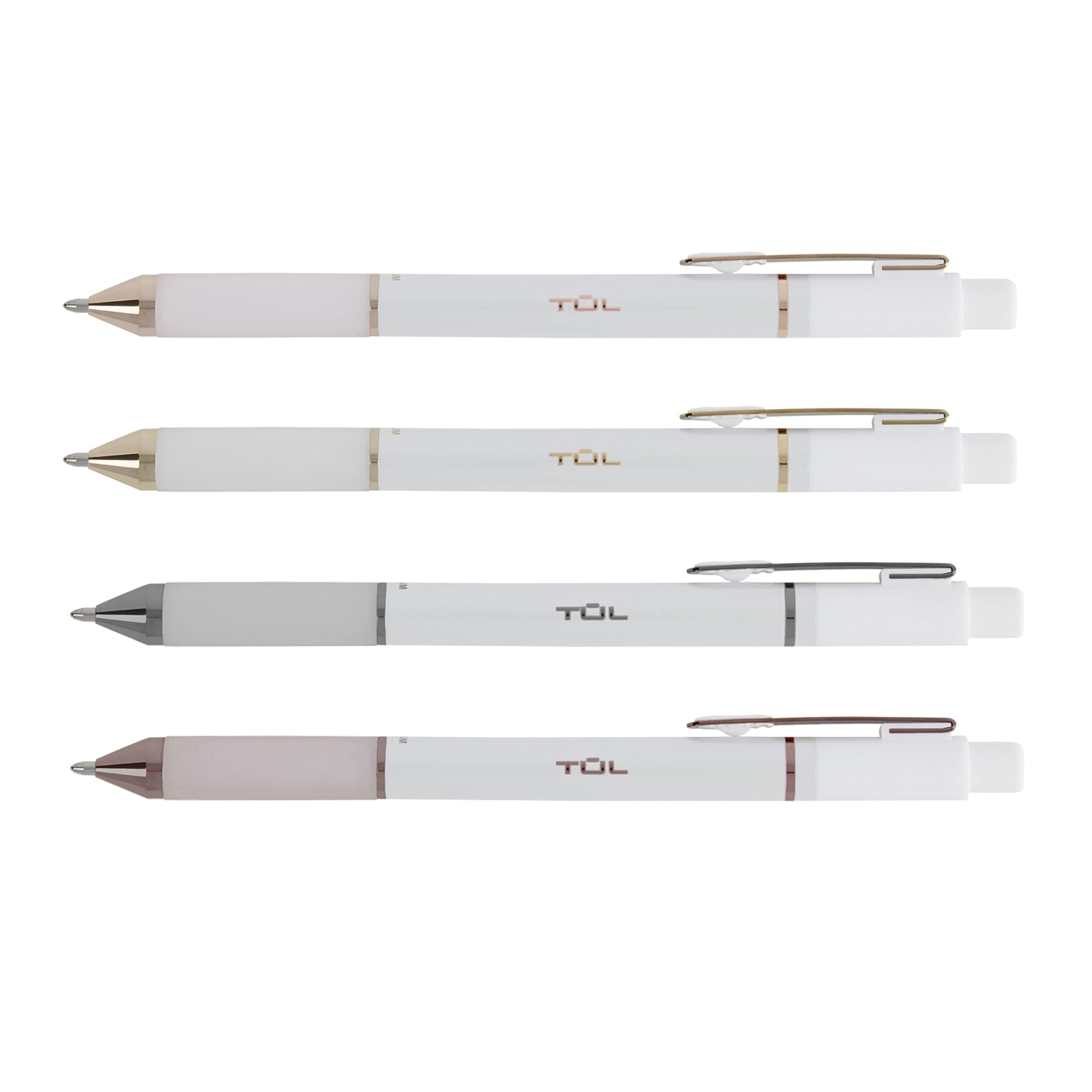 TUL® GL Series Retractable Gel Pens, Medium Point, 0.7 mm, Pearl White Barrel, Black Ink, Pack Of 12 Pens