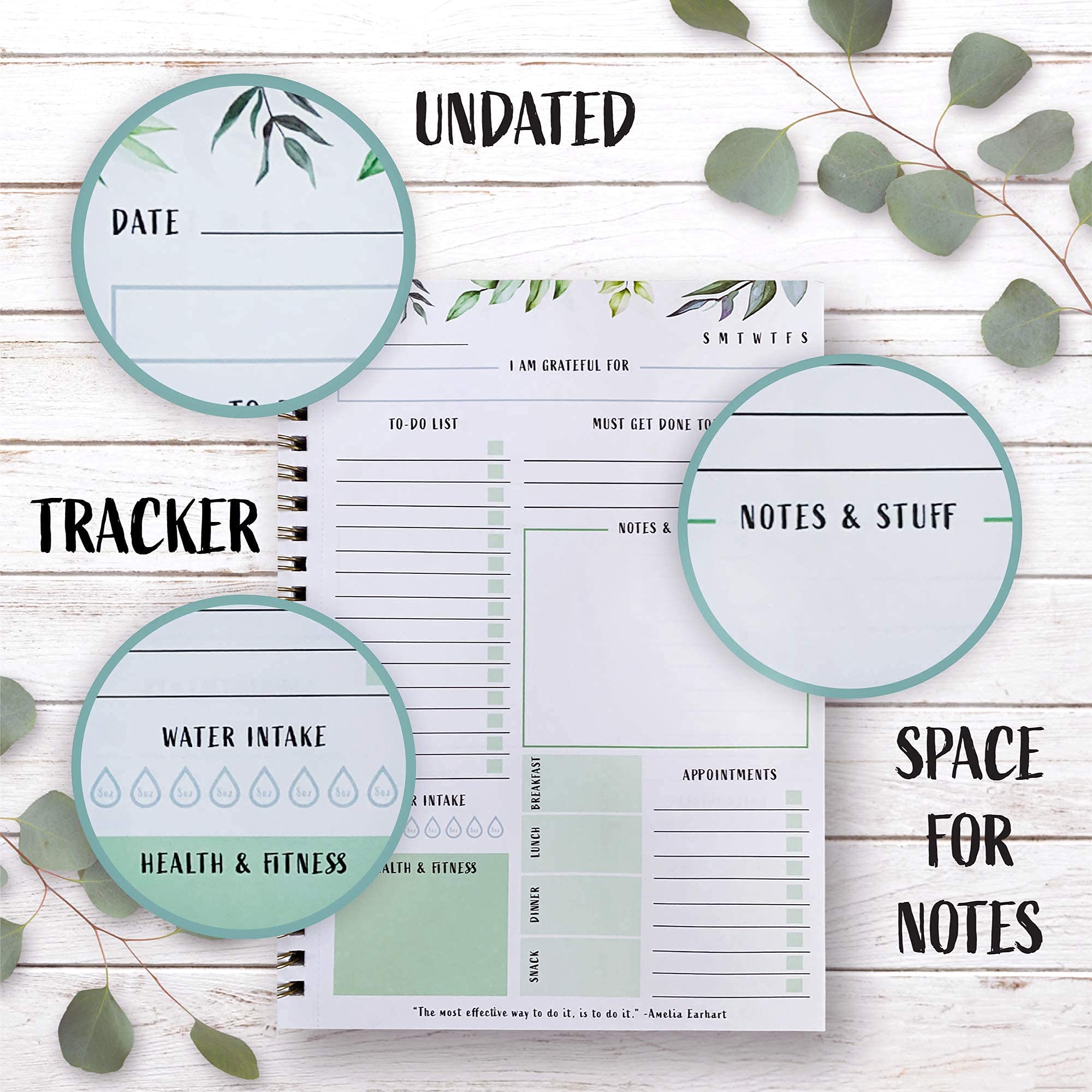Simplified Greenery To Do List Notebook - Beautiful Daily Planner Easily Organizes Your Daily Tasks And Boosts Productivity - The Perfect Journal And Undated Office Supplies Notepad For Women