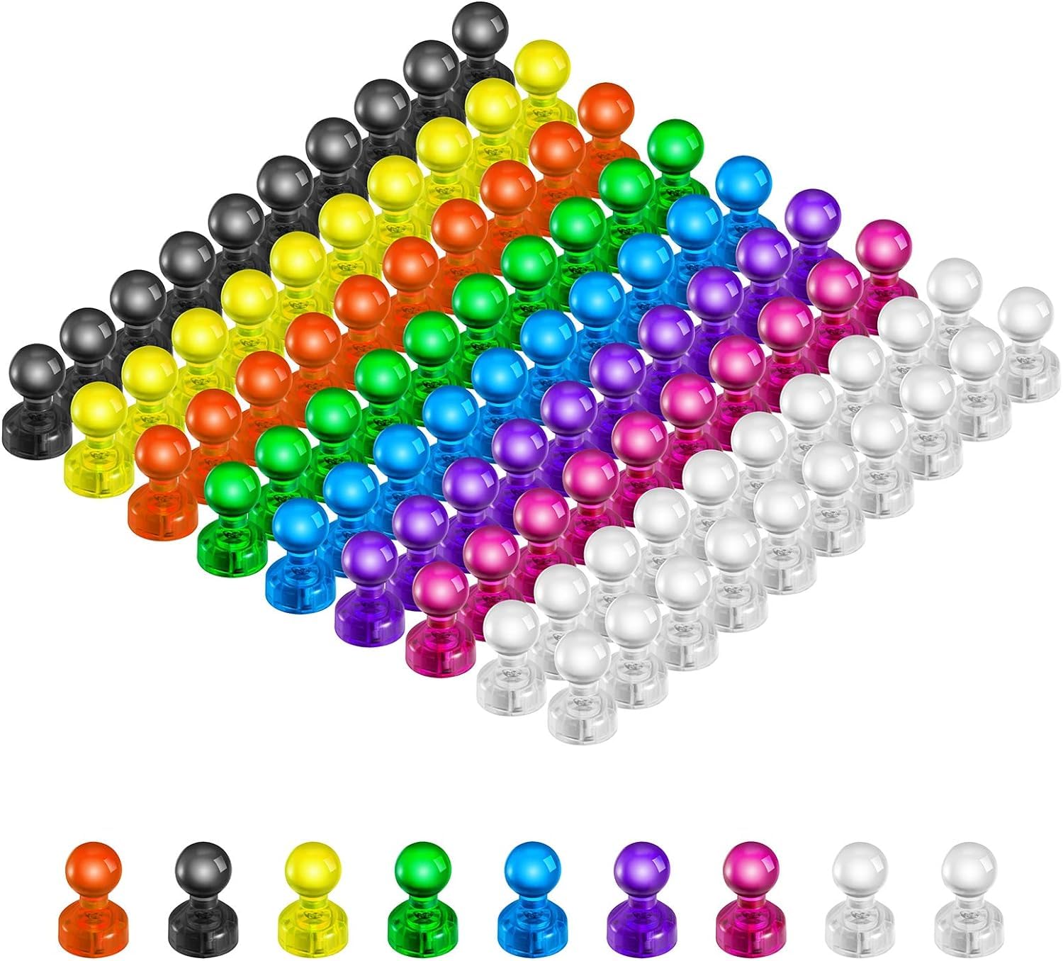 90 PCS Colorful Push Pin Magnets, Office Magnets,8 Assorted Color Strong Magnetic Push Pins, Perfect to use as Kitchen Home and School Classroom Magnets, Map Magnets,Whiteboard Magnets