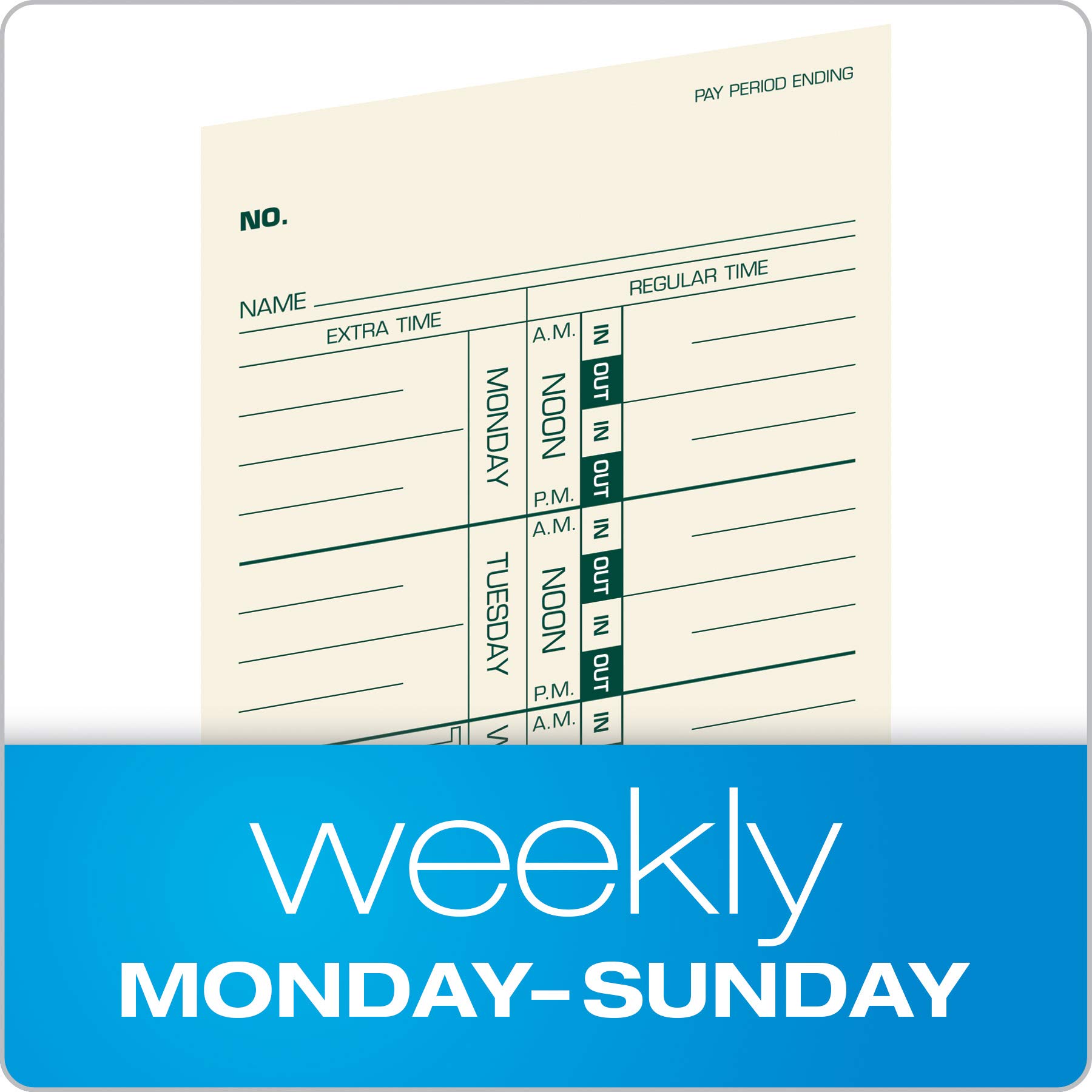 TOPS Time Cards, Weekly, 1-Sided, 3-1/2" x 9", Manila, Green Print, 500-Count (1259)