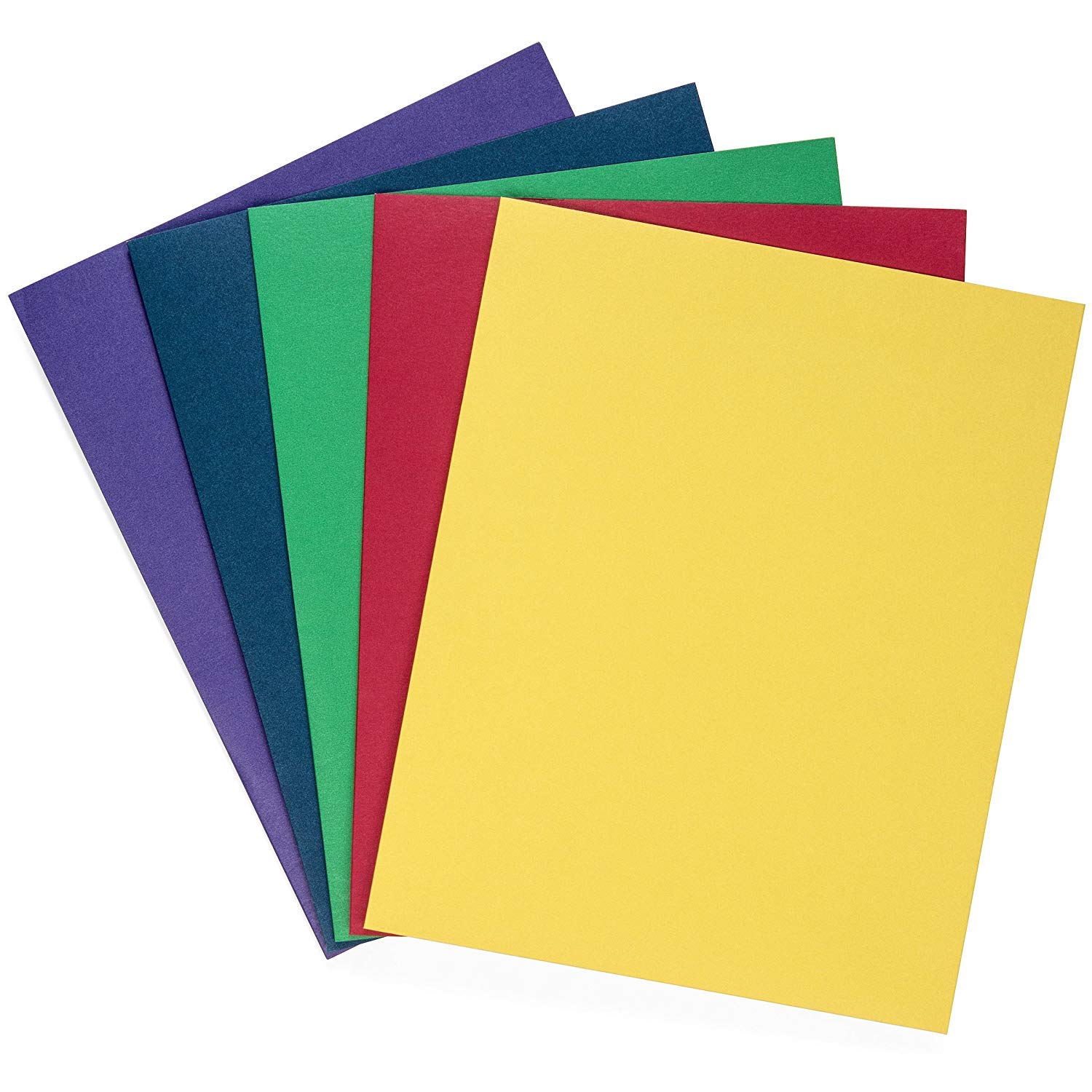 Blue Summit Supplies 50 Two Pocket Folders, Designed for Office and Classroom Use, Assorted 5 Colors, 50 Pack Colored 2 Pocket Folders