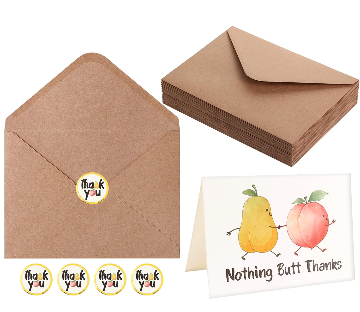 40 Funny Thank You Cards wtih Envelopes & Stickers,Pun Greeting Note Cards 4 x 6 in,Bulk Boxed Set Assortment Blank Notecards Card Great for Employee Teachers Friends Business Coworker Gratitude Appreciation
