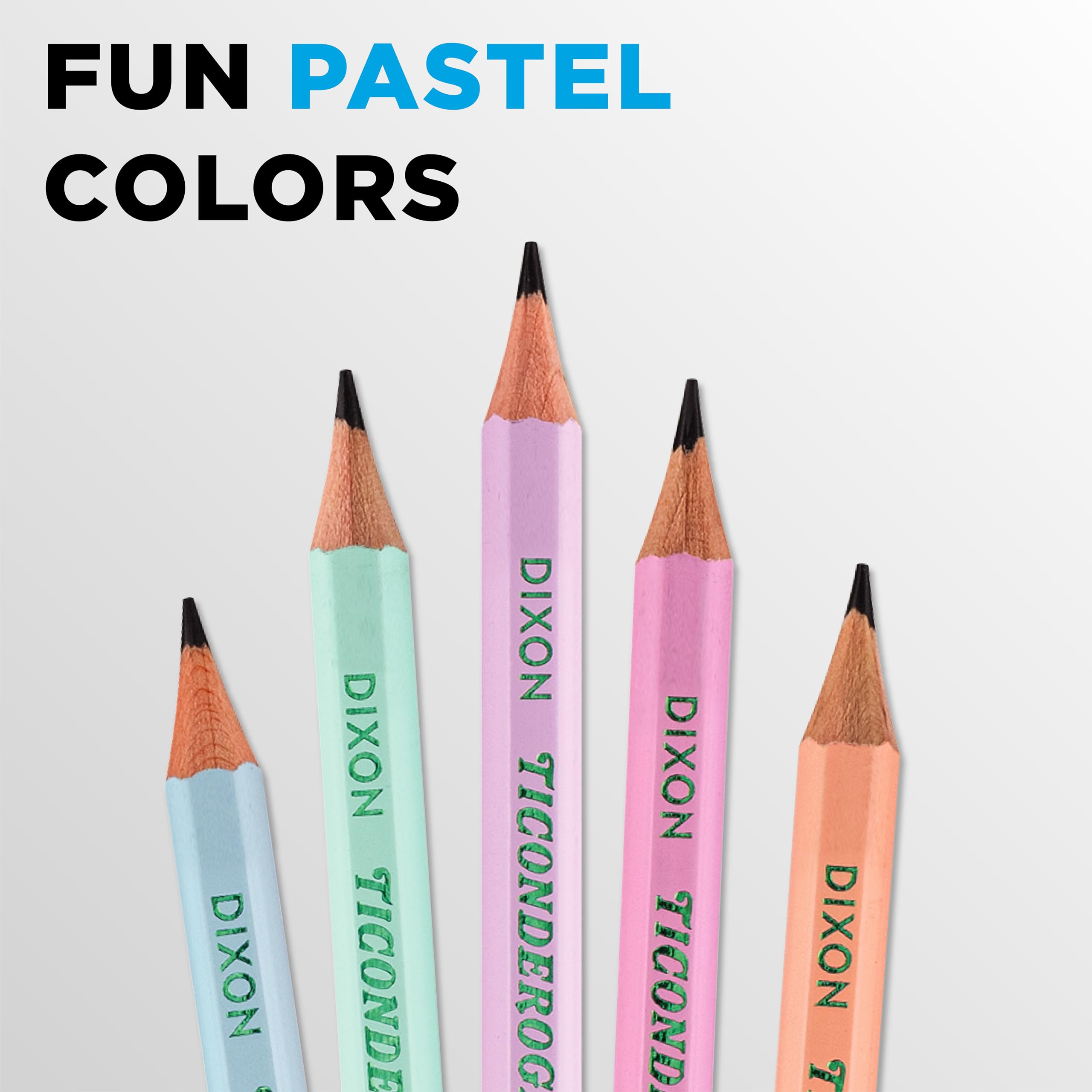 Ticonderoga Pencils, Wood-Cased, Pre-Sharpened, 2 HB Soft, Pastel, 10 Count