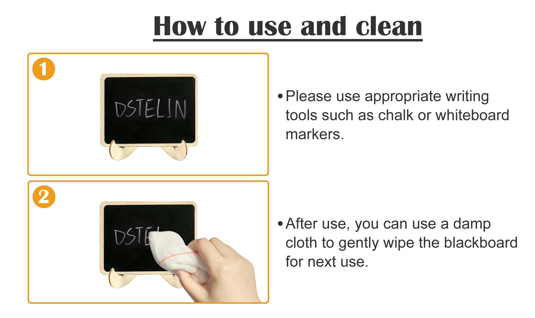 10 Pack Mini Chalkboards Signs with Easel Stand, Small Rectangle Chalkboards Blackboard, Wood Place Cards for Weddings, Birthday Parties, Message Board Signs and Event Decoration