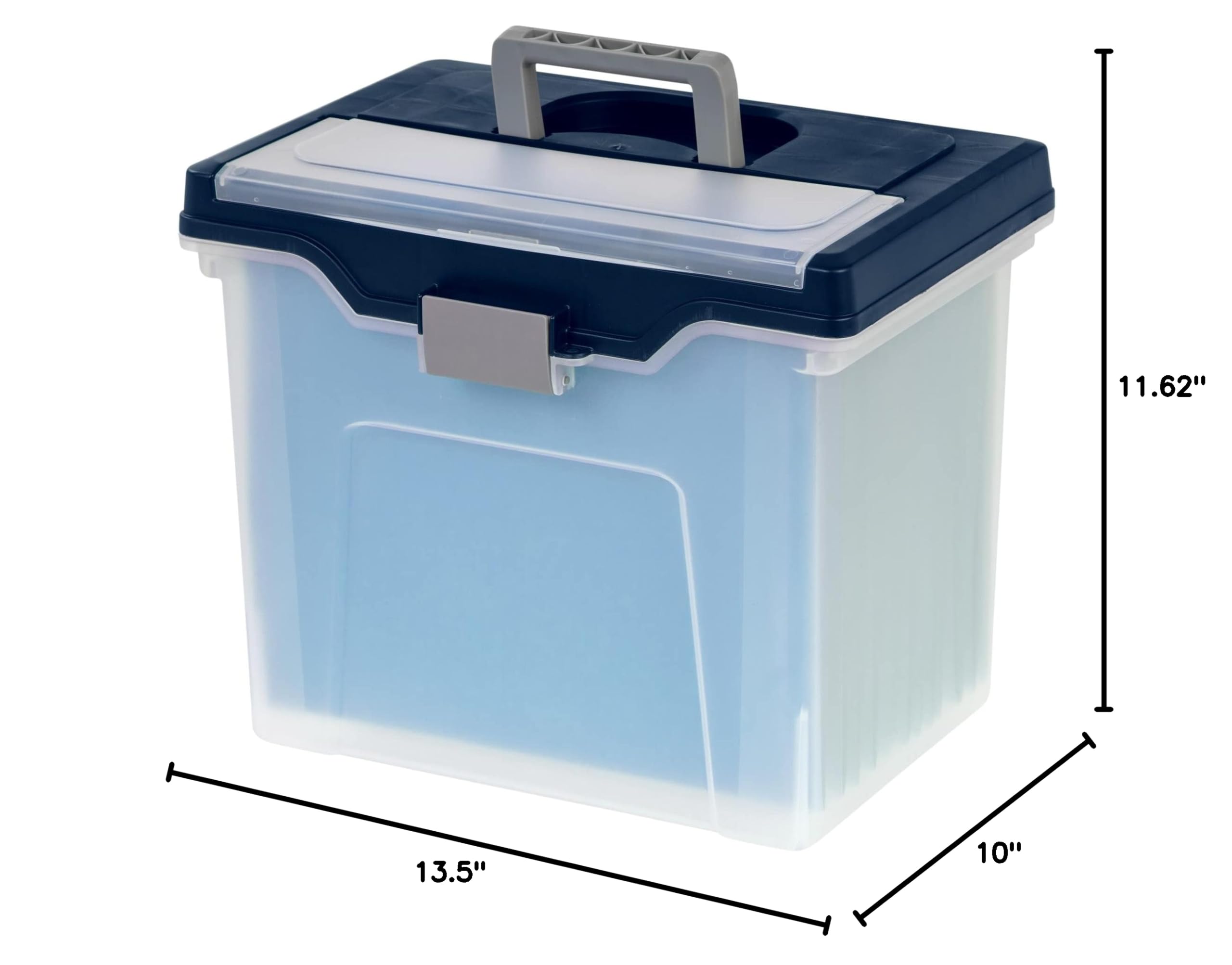Office Depot Large Mobile File Box, Letter Size, 11 5/8in.H x 13 3/6in.W x 10in.D, Clear/Blue, 110988