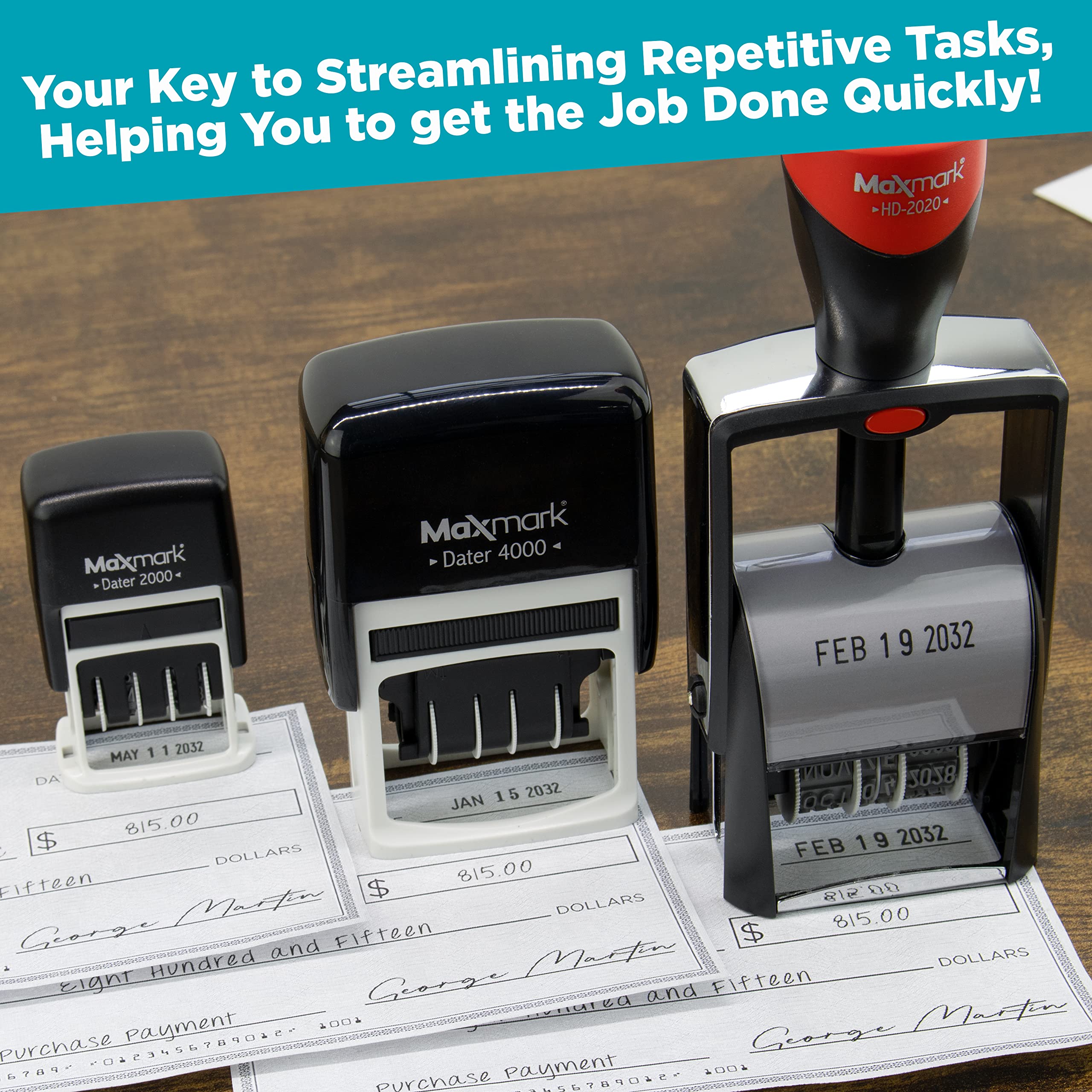 MaxMark Dater 2000 Self Inking Date Stamp - Black