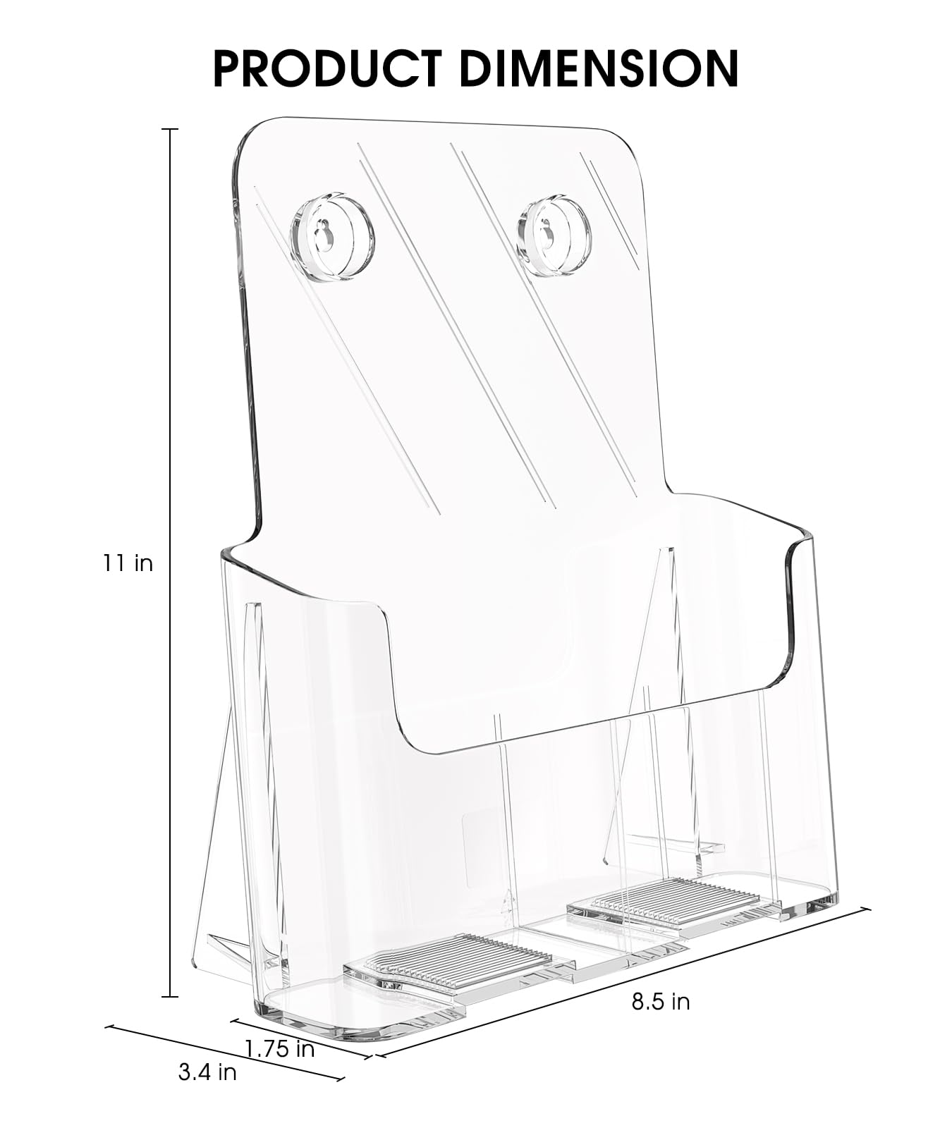 KTRIO Acrylic Brochure Holder 8.5 x 11 inches Plastic Acrylic Literature Holders Clear Flyer Holder Rack Card Holder, Magazine, Pamphlet, Booklet Display Stand Trifold Holder Desk or Wall Mount 2 Pack
