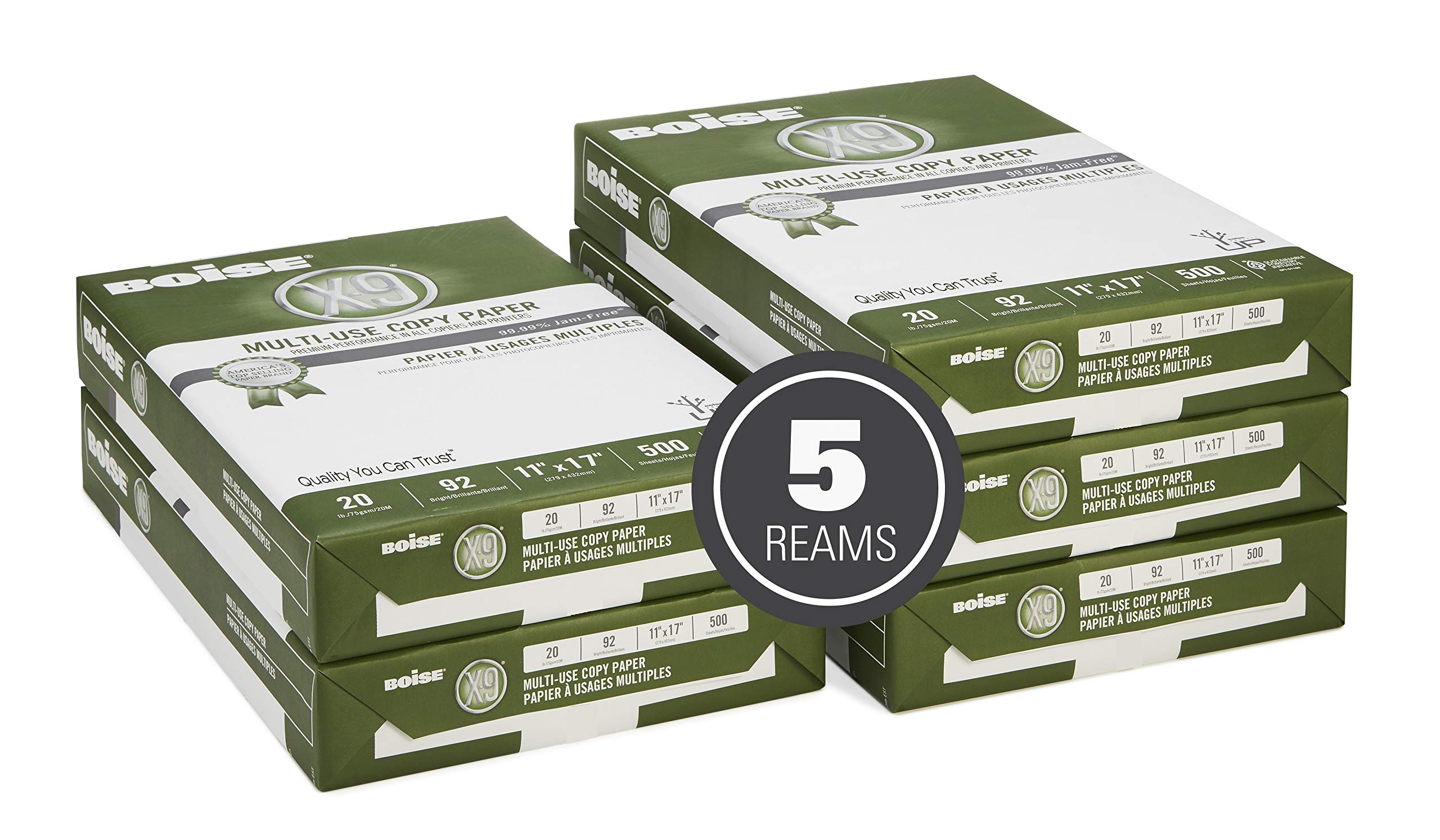 Boise OX-9007 X-9T Multipurpose Paper, 20-lb., 11 x 17, 2,500 Sheets/ream
