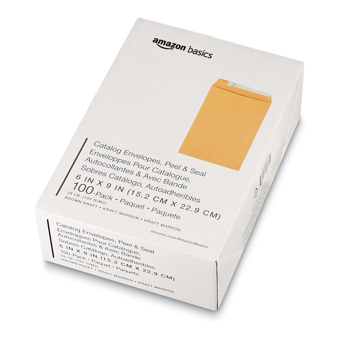 Amazon Basics Catalog Mailing Envelopes, Peel & Seal, 6x9 Inch, Brown Kraft, 100-Pack