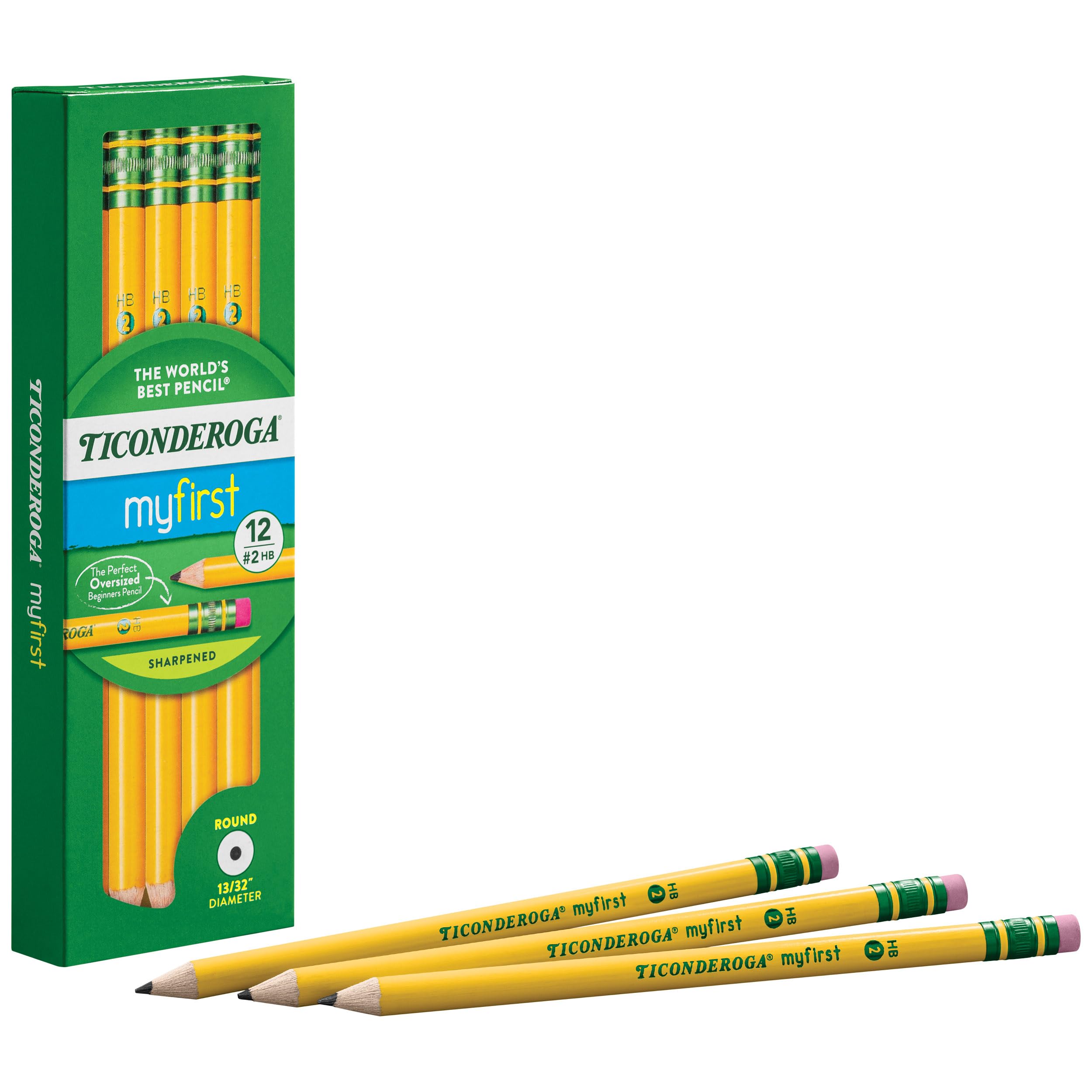 TICONDEROGA My First Pencils, Wood-Cased Soft, Pre-Sharpened, 12 Count (X33312)