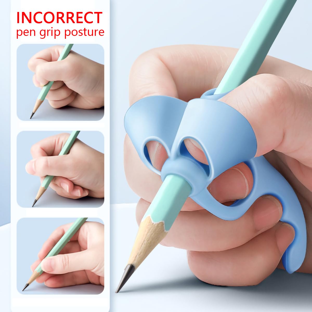 4 Pieces Pencil Grips Trainer for Both Left-Handed and Right-Handed, Kids Handwriting Aid Correction Tool for Preschool Homeschool Kindergarten Classroom