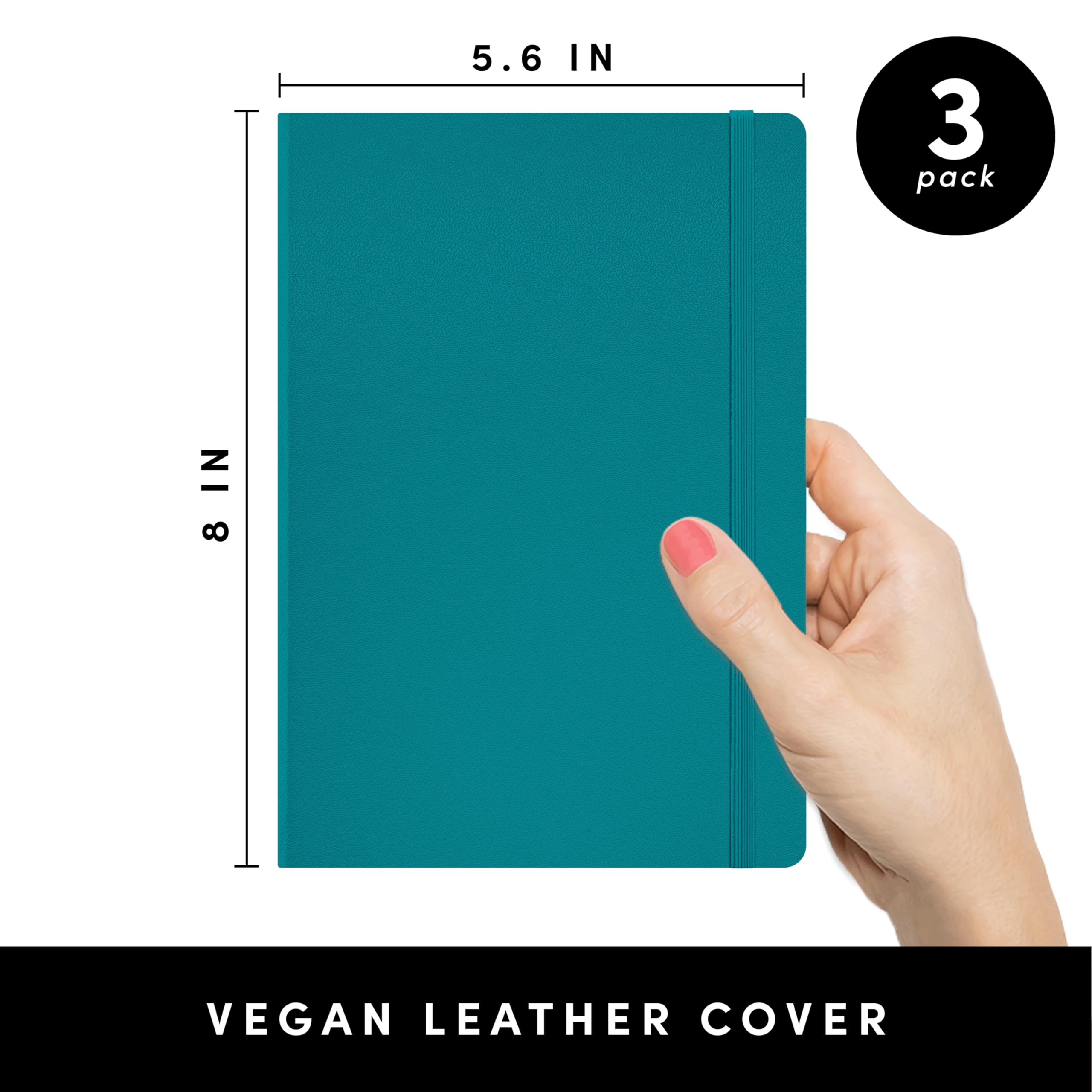 PAPERAGE Lined Journal Notebooks, 3 Pack, (Yellow, Blush & Turquoise), 160 Pages, Medium 5.7 inches x 8 inches - 100 GSM Thick Paper, Hardcover