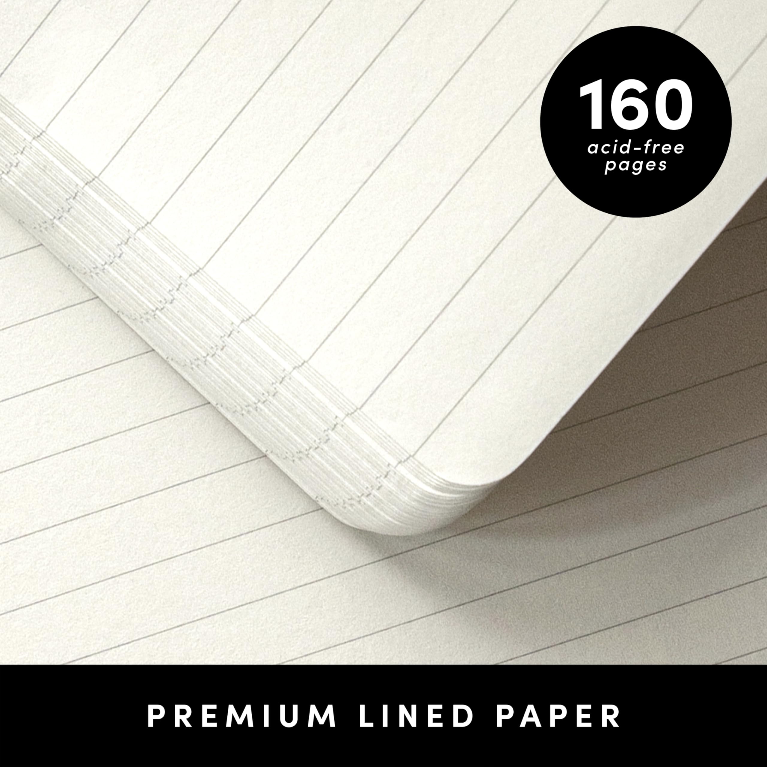 PAPERAGE Lined Journal Notebooks, 3 Pack, (Yellow, Blush & Turquoise), 160 Pages, Medium 5.7 inches x 8 inches - 100 GSM Thick Paper, Hardcover