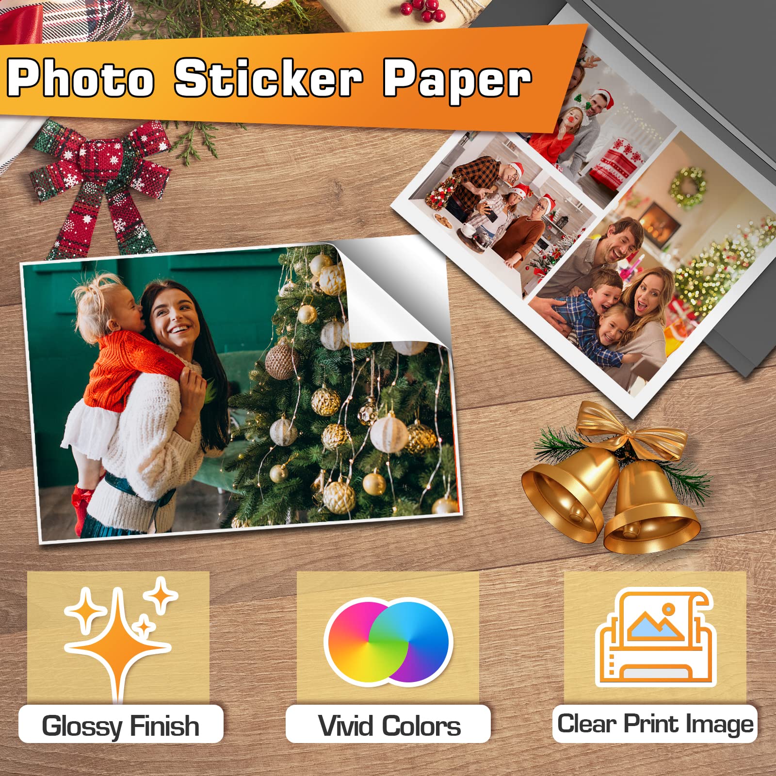 Koala Printable Glossy Sticker Label Paper 120 Sheets 8.5x11 Inches Full Sheet for Inkjet Printer