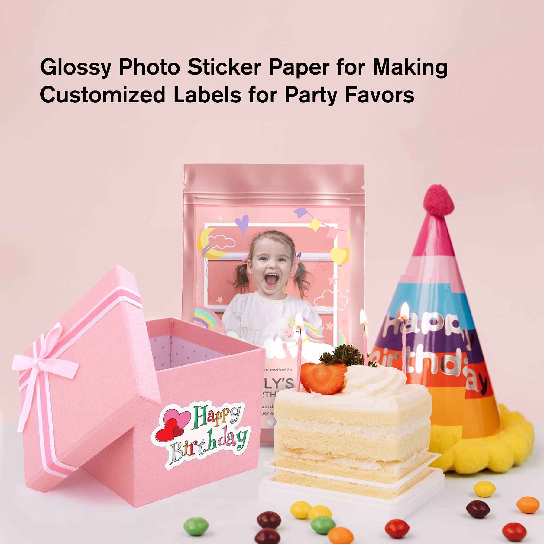 Koala Printable Glossy Sticker Label Paper 120 Sheets 8.5x11 Inches Full Sheet for Inkjet Printer