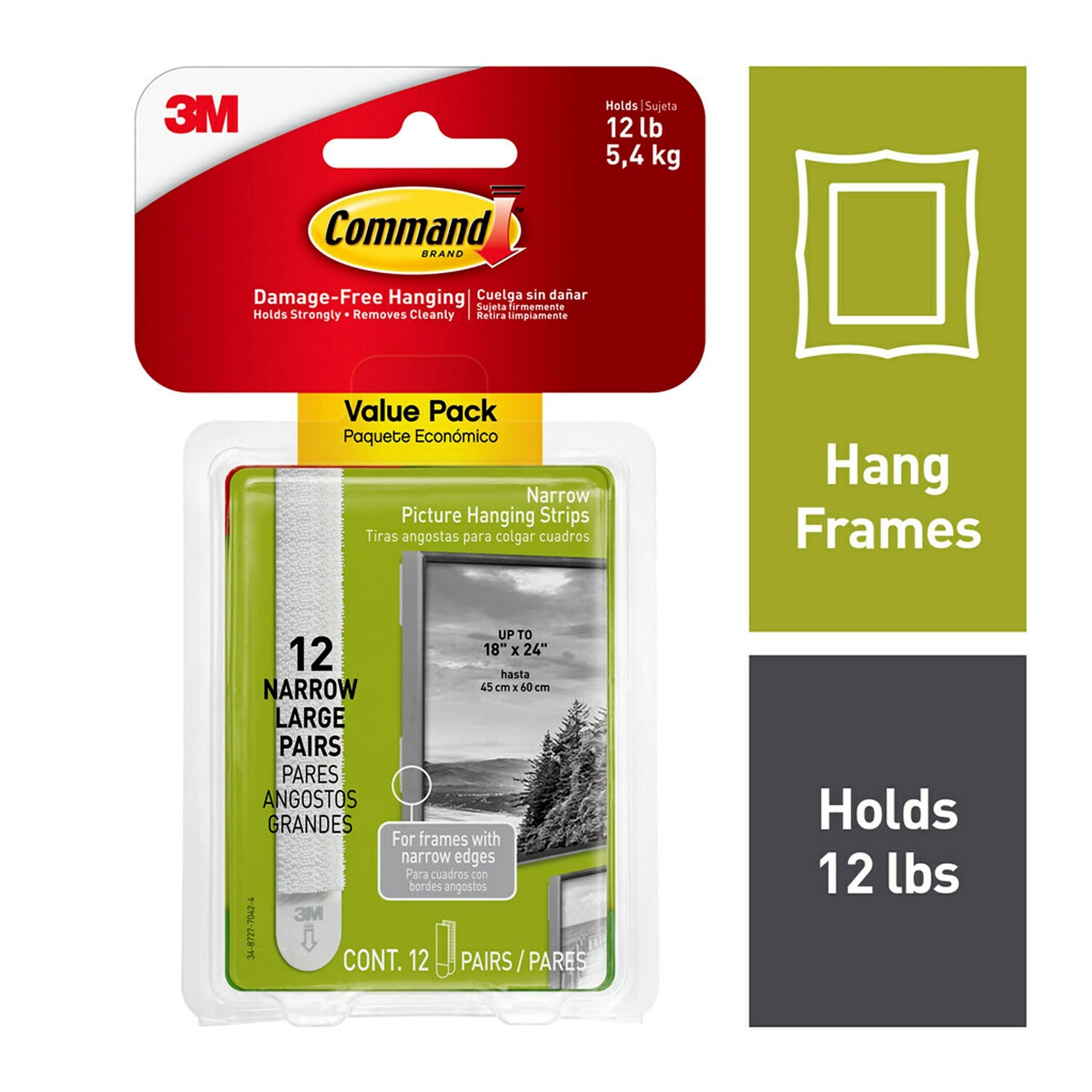 Command 17207-12ES Hanging Strips, 0, 12 Count