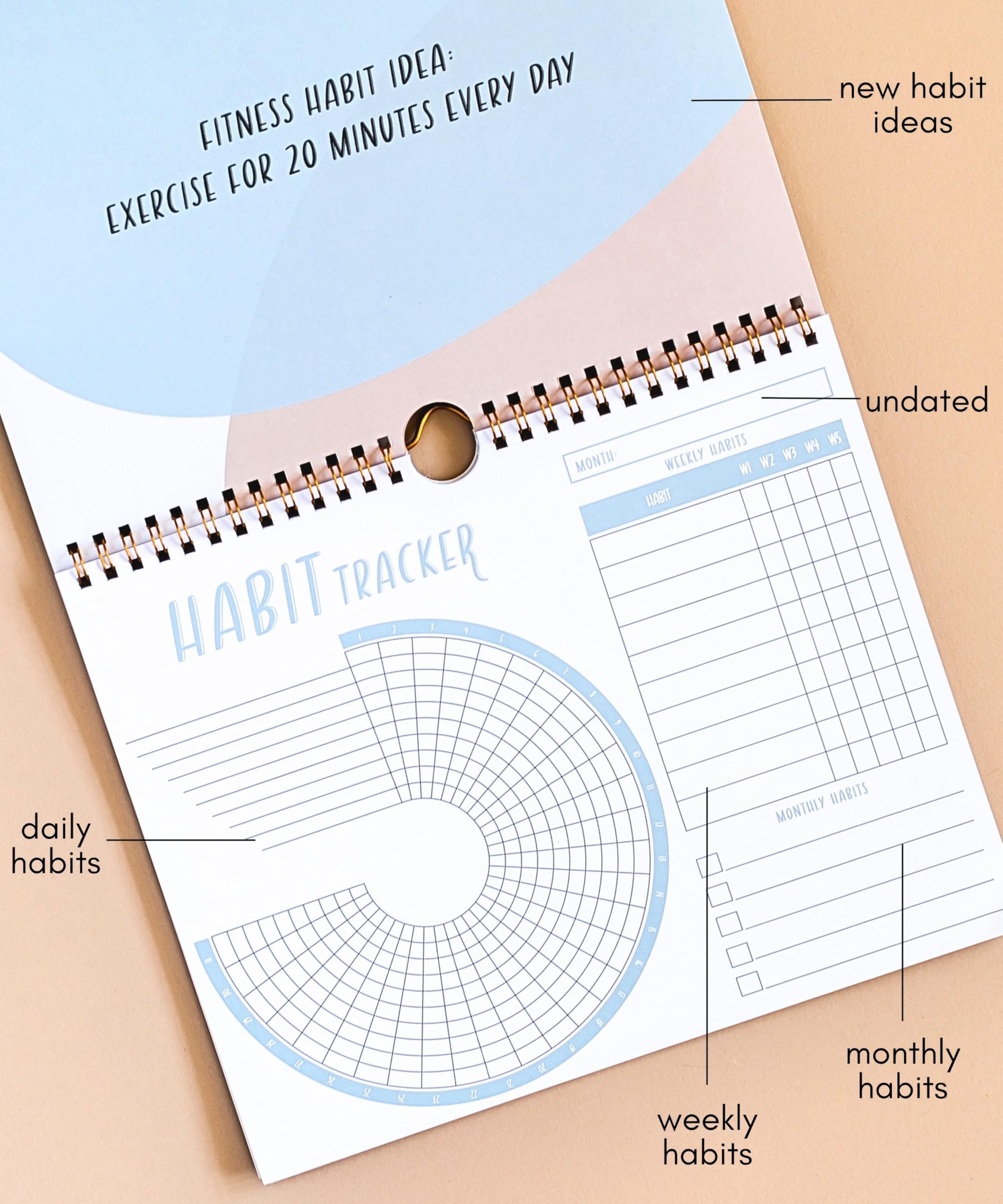 Lamare Habit Tracker Calendar - Inspirational Habit Journal with Spiral Binding - Daily Habit Tracker Journal and Goal Board - Motivational Goal Journal - Great Productivity Tool And Workout Calendar