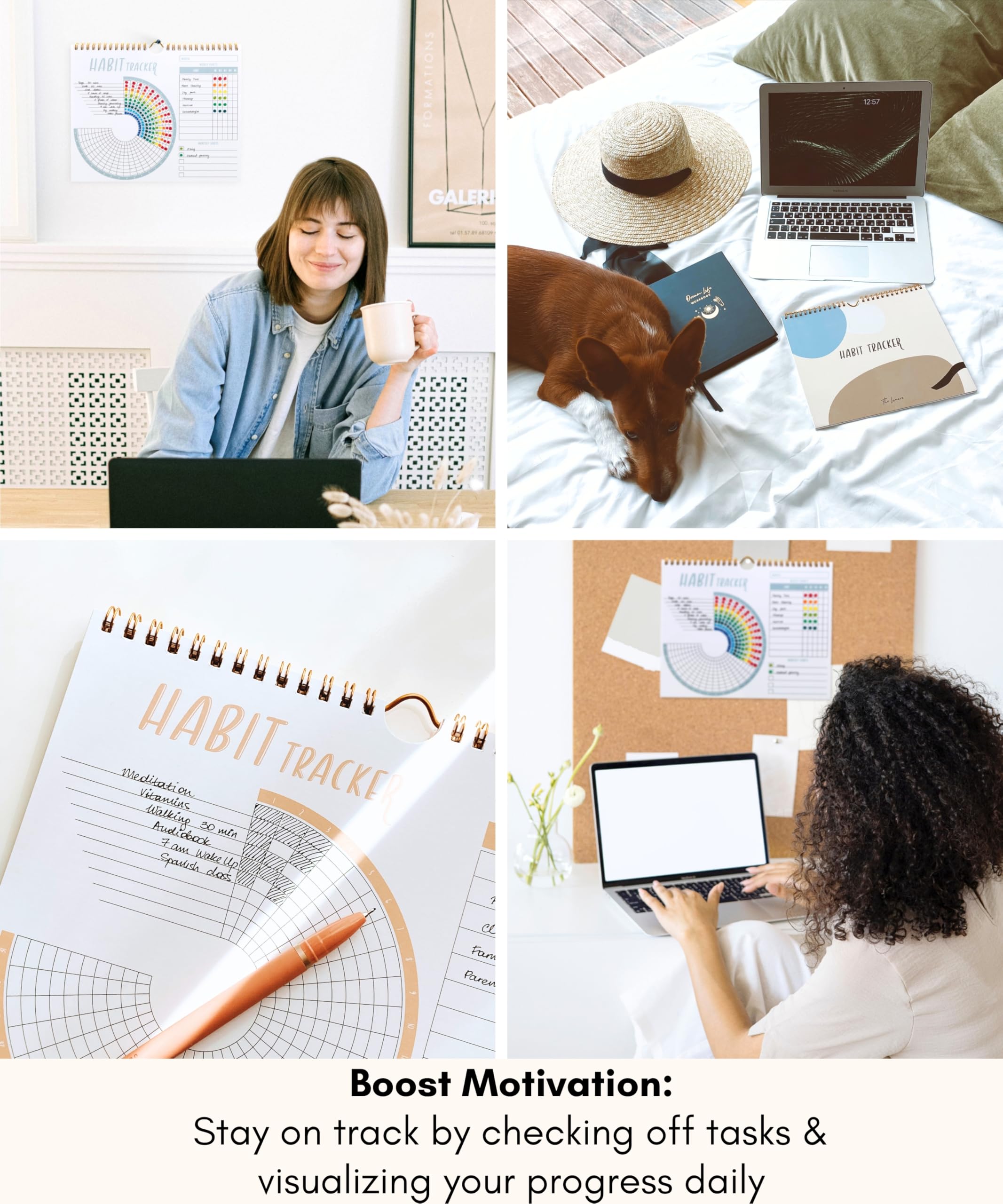 Lamare Habit Tracker Calendar - Inspirational Habit Journal with Spiral Binding - Daily Habit Tracker Journal and Goal Board - Motivational Goal Journal - Great Productivity Tool And Workout Calendar