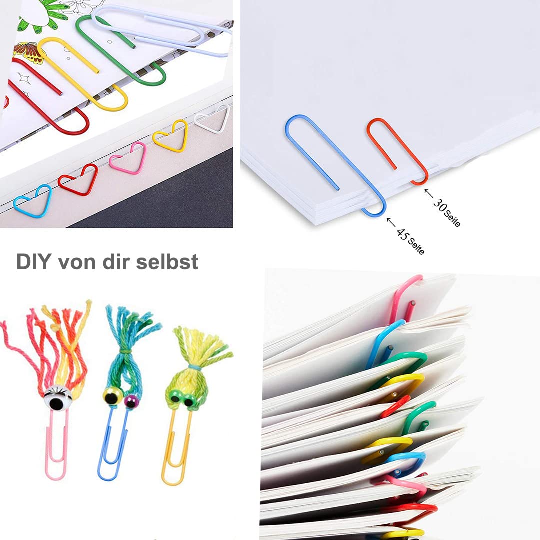 Vinaco Paper Clips Colorful, 400PCS Medium and Jumbo(1.3 inch & 2 inch)Paper Clips, Durable and Rustproof, Coated Large Paper Clips Great for Office School Document Organizing (Multicolored)