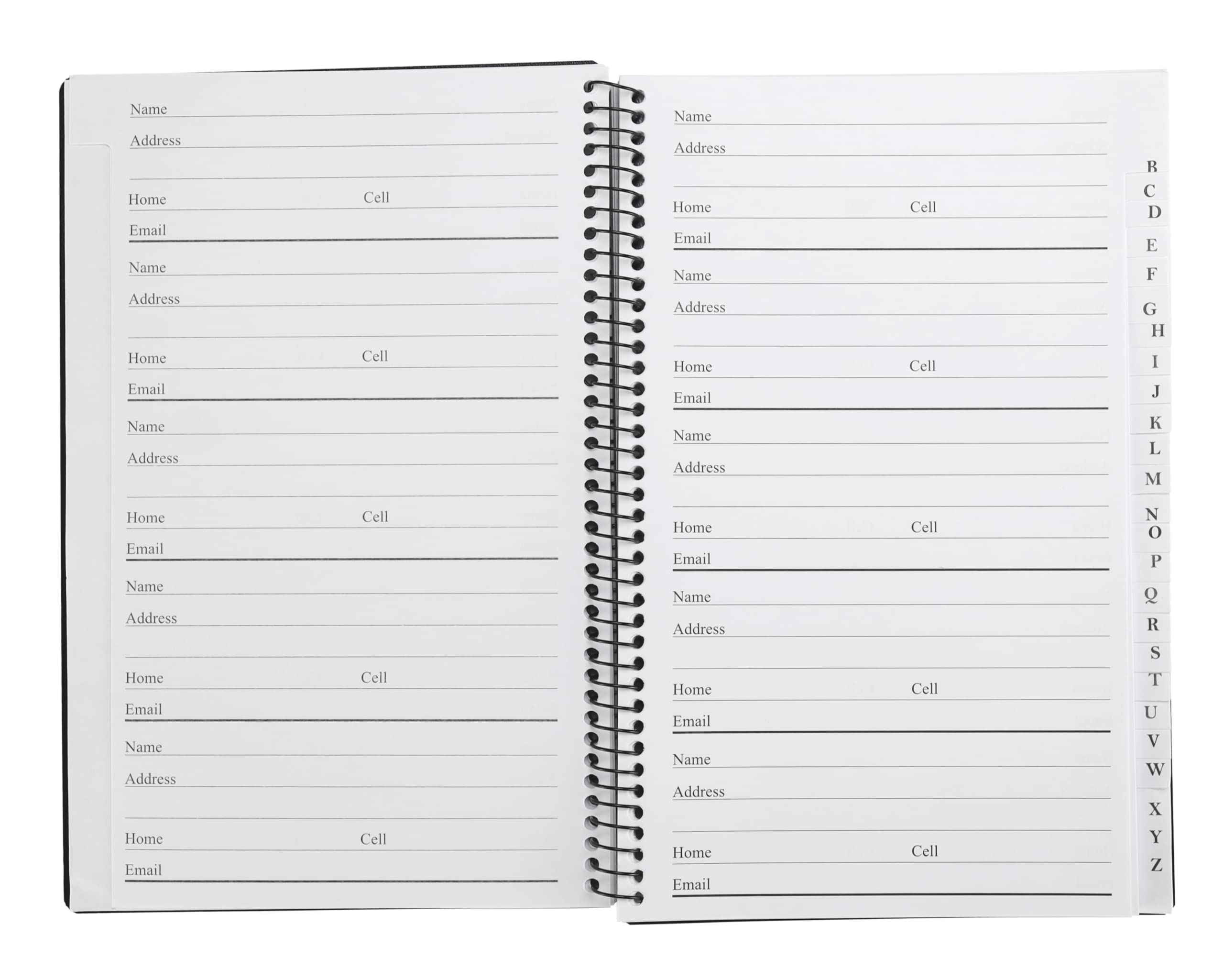 Iconikal Spiral-Bound Address and Telephone Book with Plastic Cover, Black