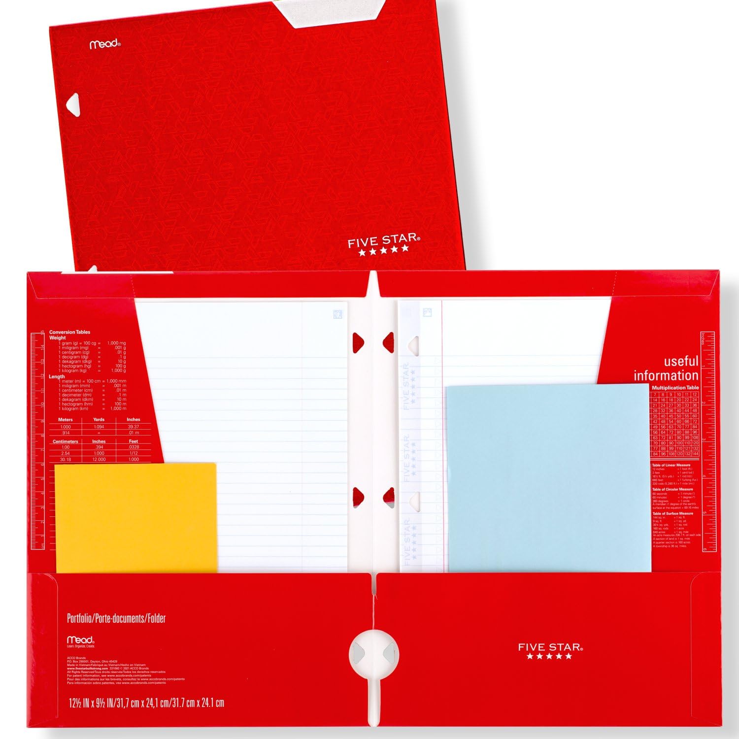 Five Star 4-Pocket Folders, 6 Count (Pack of 1), Fits 3-Ring Binders, Holds 11" x 8-1/2", Assorted Trend Colors (38056)