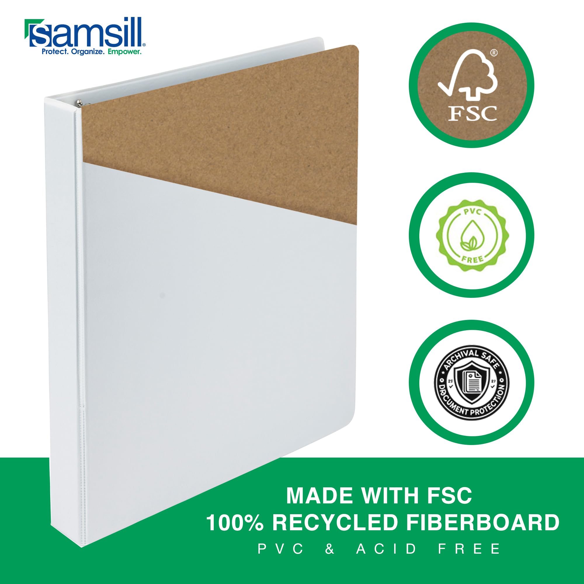 Samsill Economy 0.5 Inch 3 Ring Binder, Made in the USA, Round Ring Binder, Customizable Clear View Cover, White, 4 Pack (MP48517)
