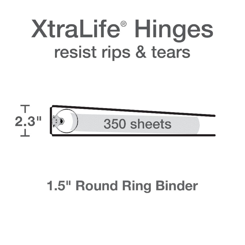 Cardinal 3 Ring Binders, 1.5 Inch, Round Rings, Holds 350 Sheets, ClearVue Presentation View, Non-Stick, Assorted Bright Colors, 4 Pack (79553)