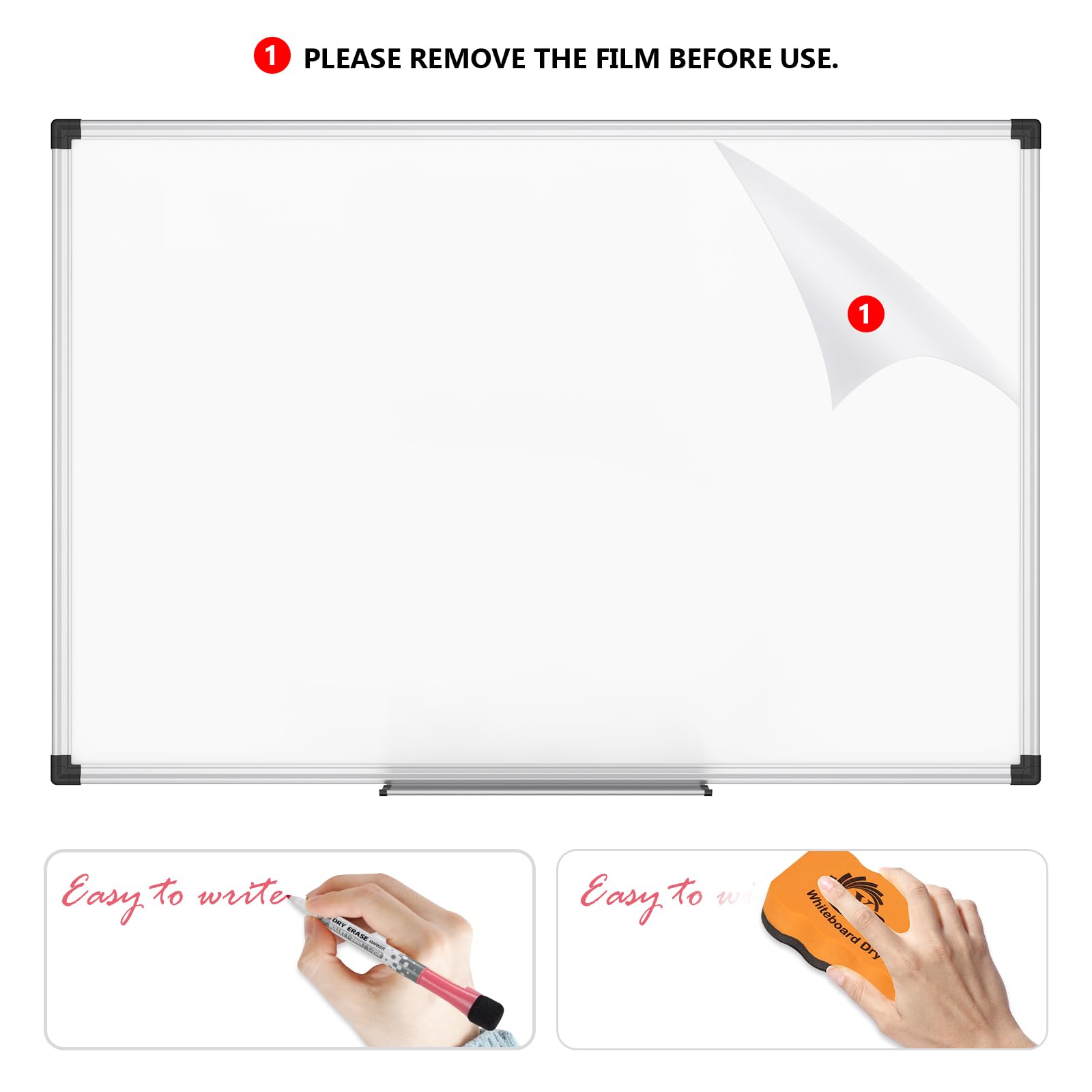 XBoard Magnetic Dry Erase Board/Whiteboard, 36 X 24 Inches, Double Sided White Board,1 Dry Eraser & 3 Dry Erase Markers & 4 Push Pin Magnets