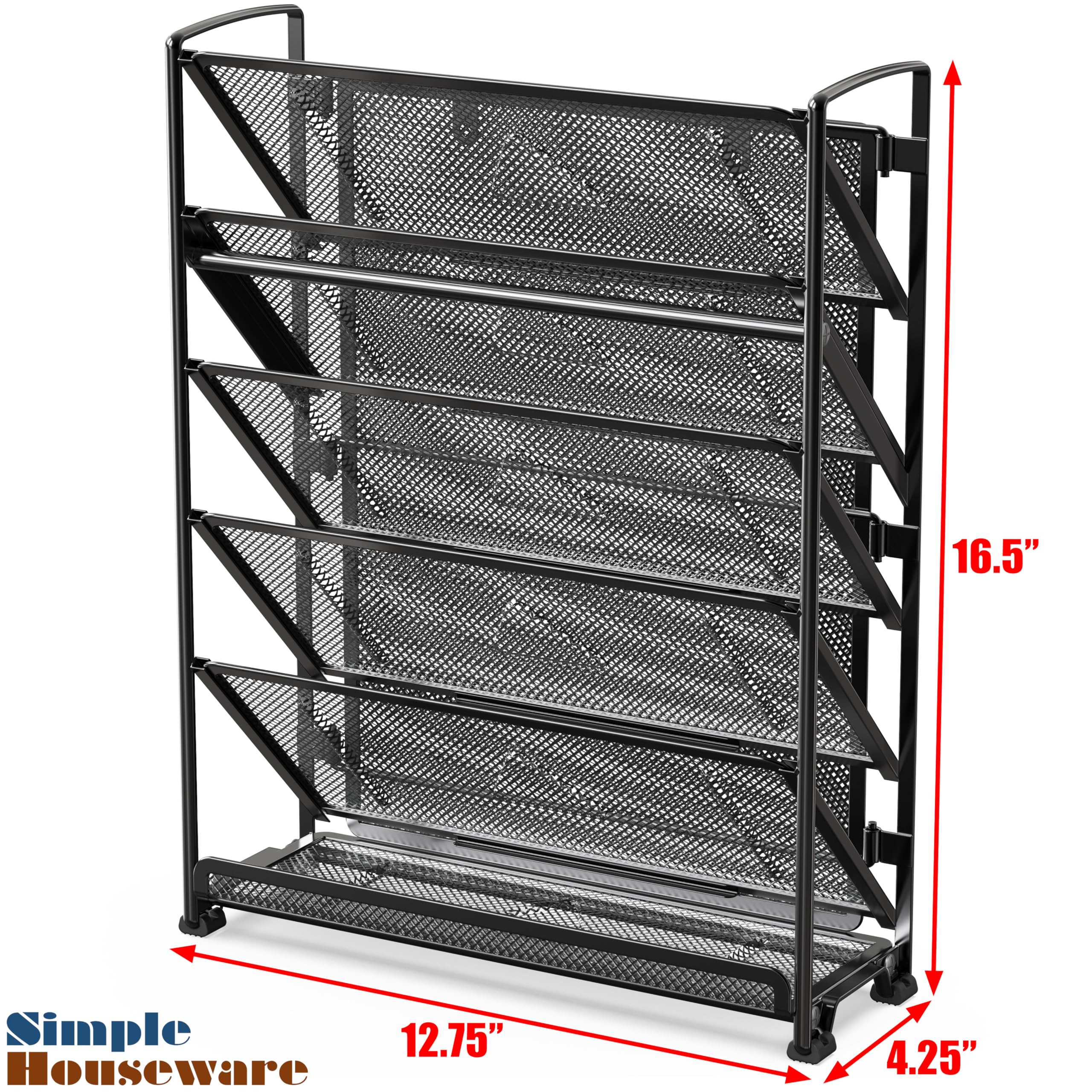Simple Houseware 6 Tier Wall Mount Document Letter Tray Organizer, Black