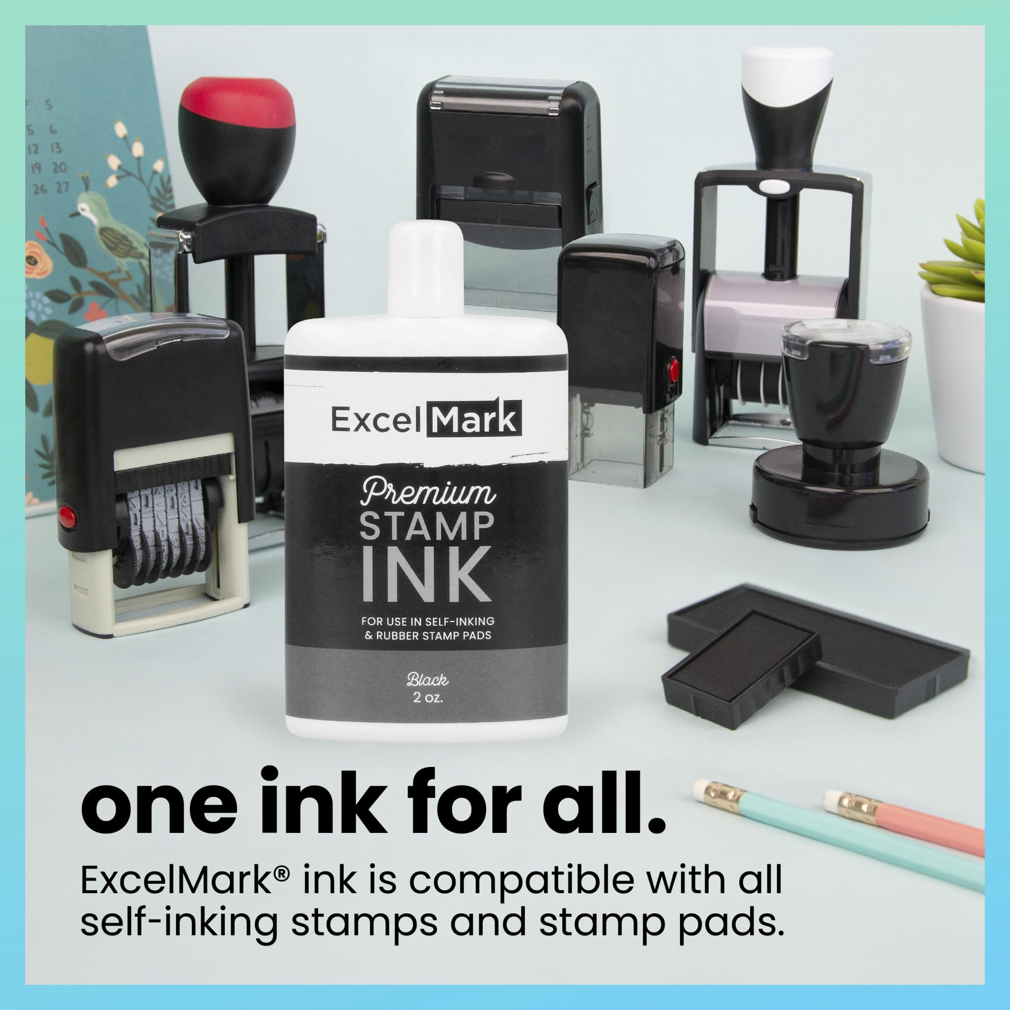 Self Inking Stamp Refill Ink - 2 oz. - Black Ink