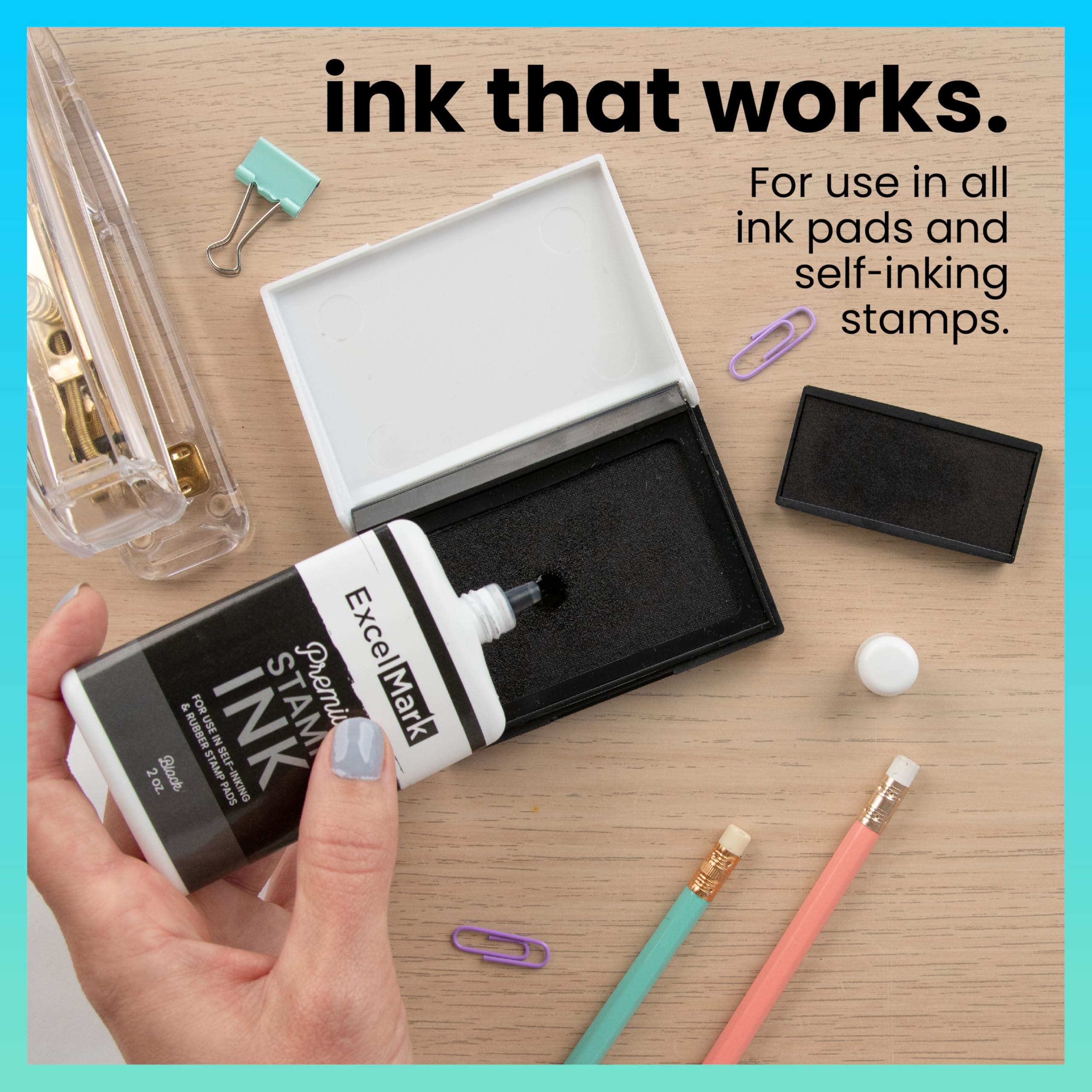 Self Inking Stamp Refill Ink - 2 oz. - Black Ink
