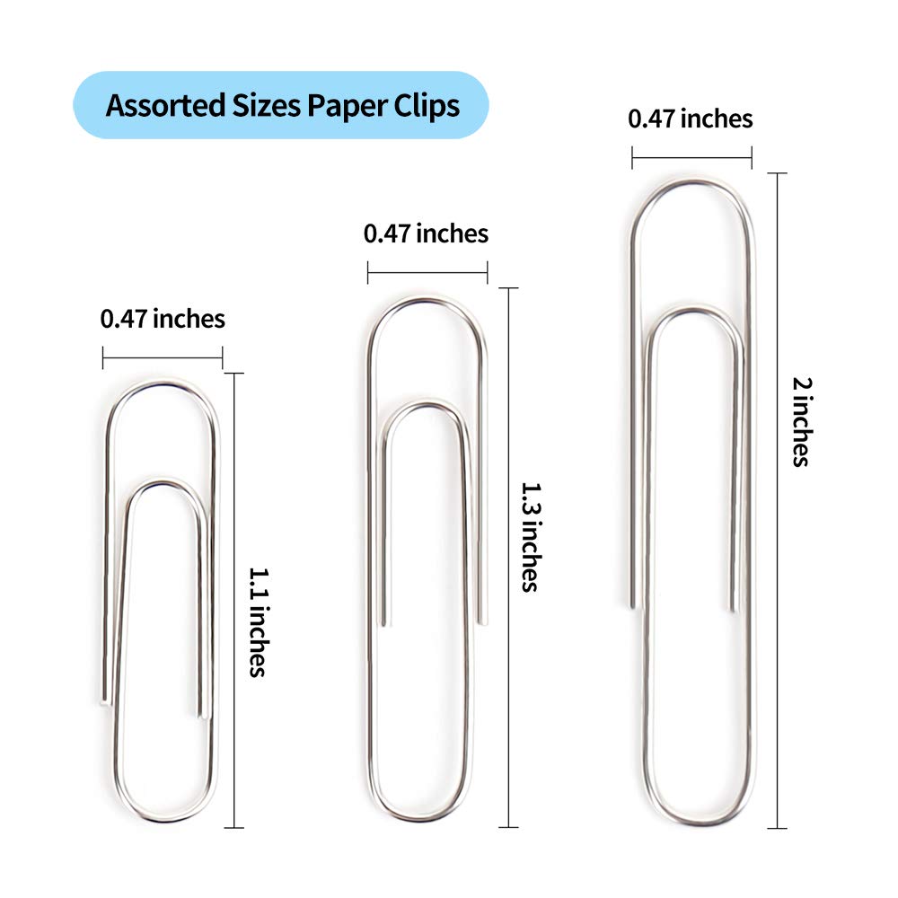 700 Paper Clips,Medium and Jumbo Size,Paperclips for Office School and Personal Use(28 mm,33mm,50 mm) (Silver)