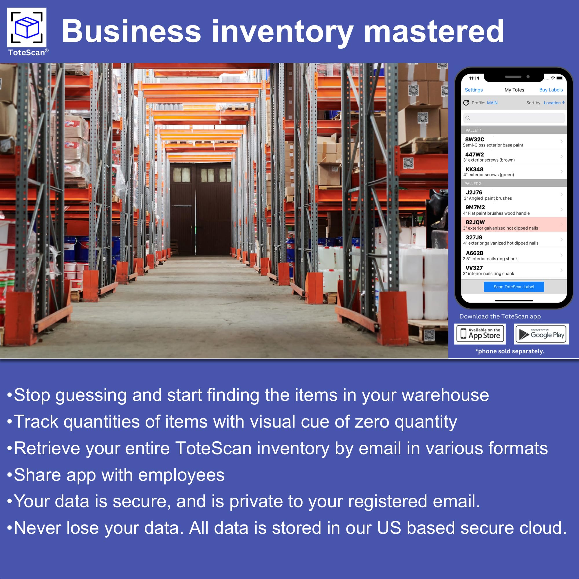 ToteScan Intelligent QR Labels for organizing & Storage (45 Unique Labels, 2.5"x3")
