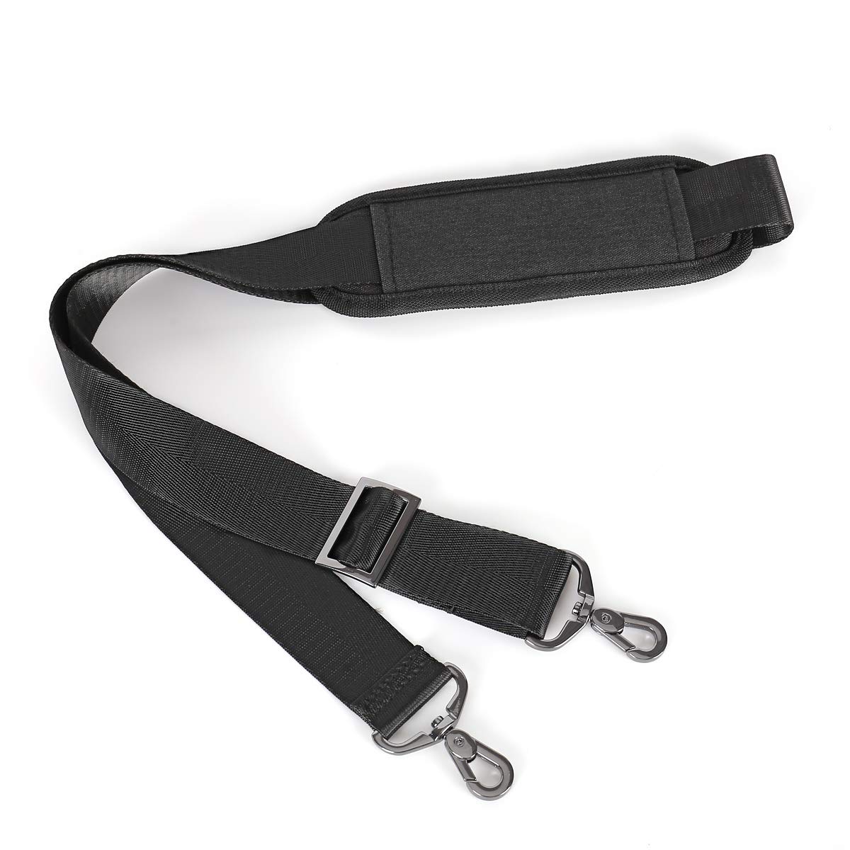 MOSISO 56 inch Shoulder Strap, Adjustable Thick Soft Universal Replacement Non-Slip Fit Padded with Metal Swivel Hooks for Laptop Shoulder Bag/Laptop Messenger Bag/Crossbody Bag, Black