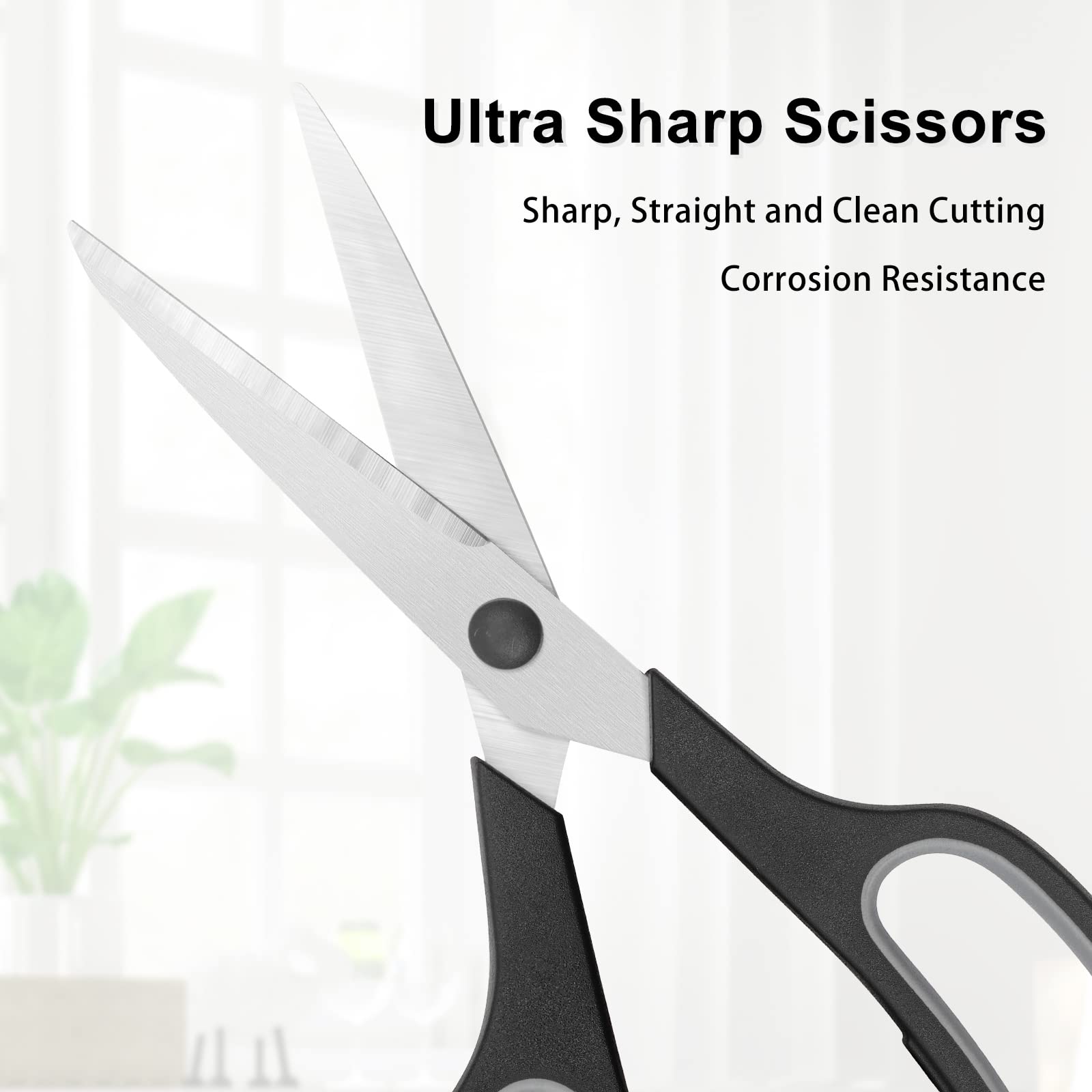 PYOF Scissors, 8" Scissors All Purpose Stainless Steel Craft Scissors Sharp Fabric Scissors Comfort Grip Scissors for Office School Home Right/Left Handed 5 Packs(Yellow, Green, Blue)