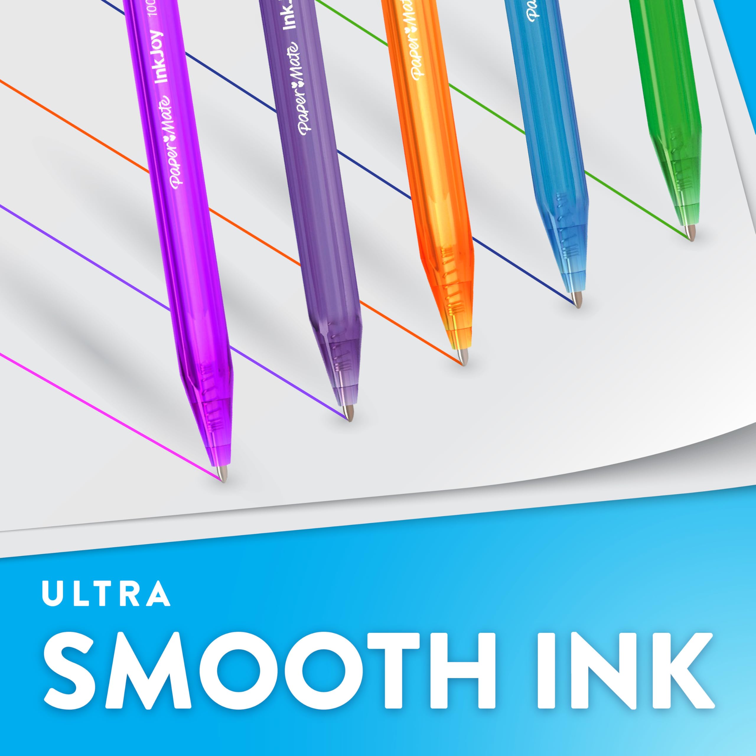 Paper Mate InkJoy 100RT Retractable Ballpoint Pens, Medium Point (1.0mm), Assorted, 20 Count